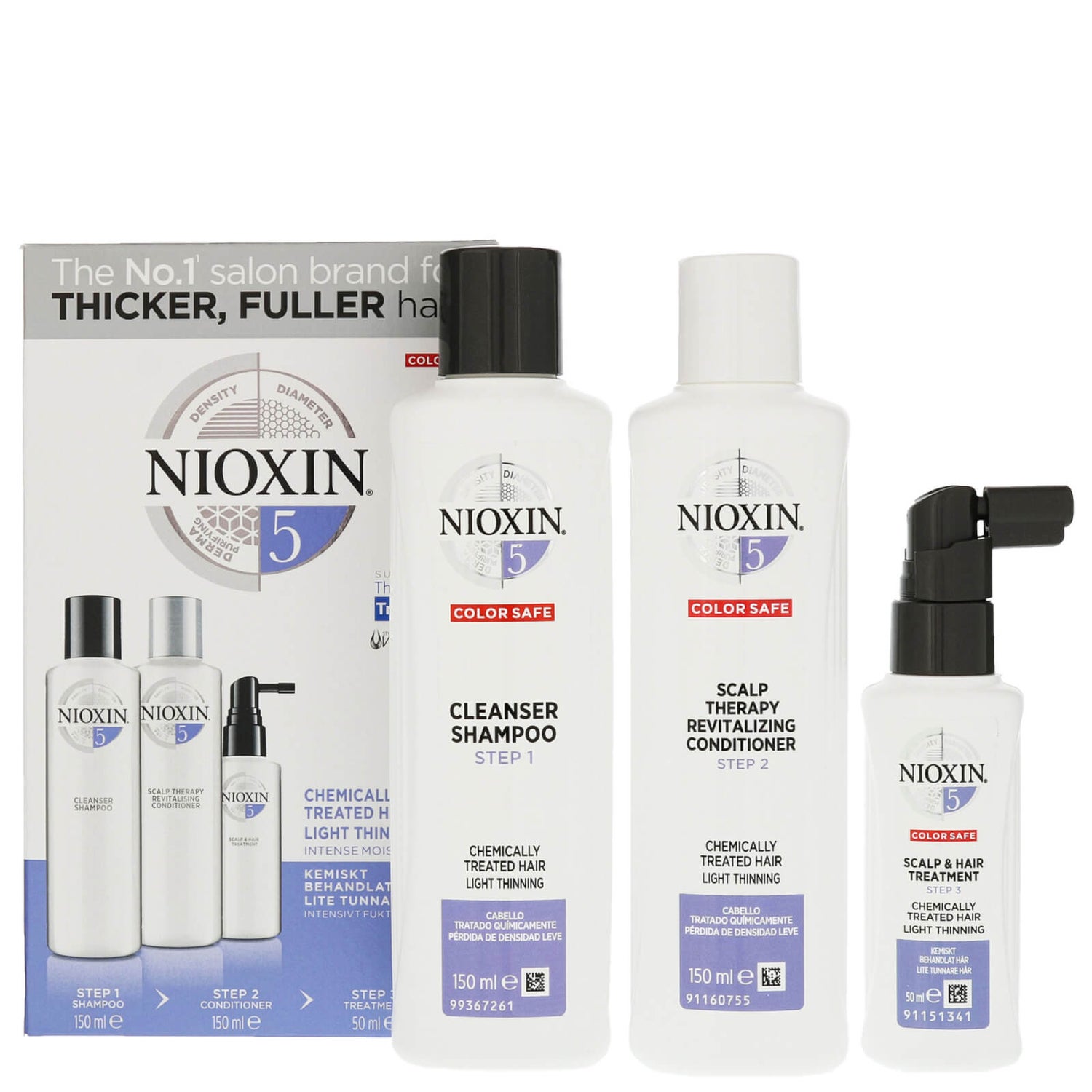 NIOXIN 3D Care System System 5 3 Part System Kit For Chemically Treated Hair With Light Thinning allbeauty
