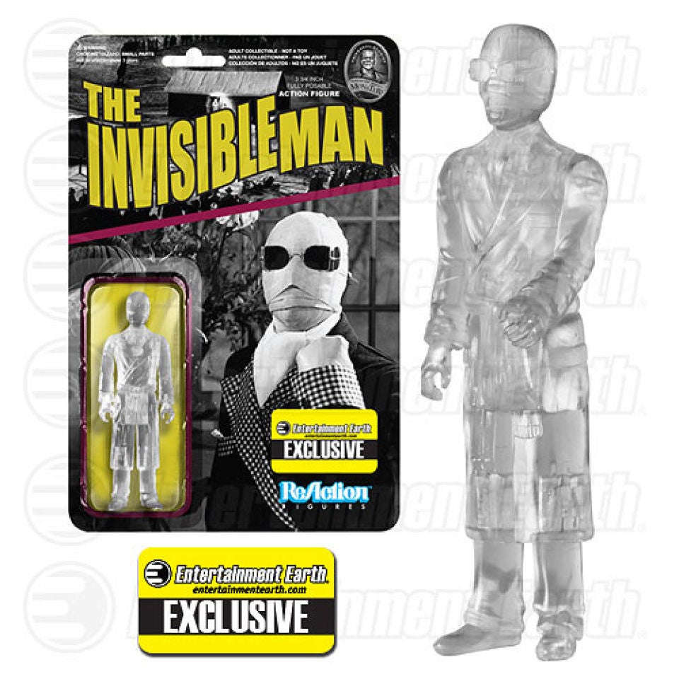 ReAction Universal Monsters Clear Invisible Man EE Exclusive 3 3 4 Inch Action Figure Merchandise Zavvi US