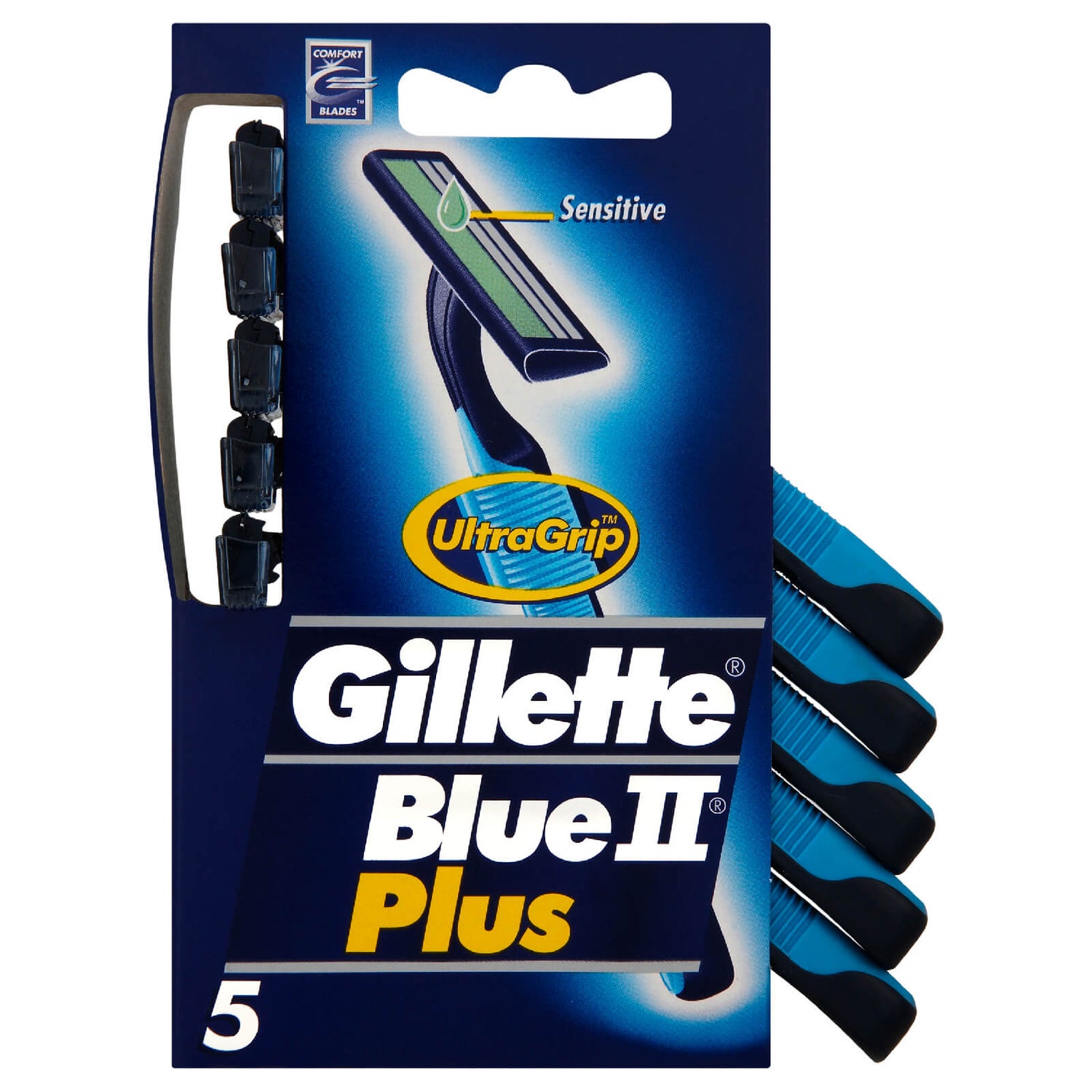 Gillette Blue II Plus Sensitive Blades (5 Pack) - LOOKFANTASTIC