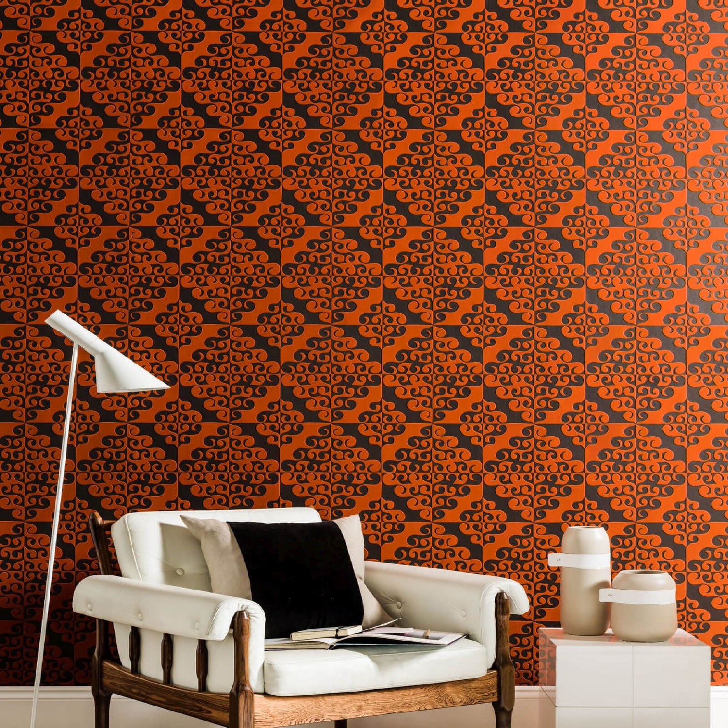 orange flock wallpaper