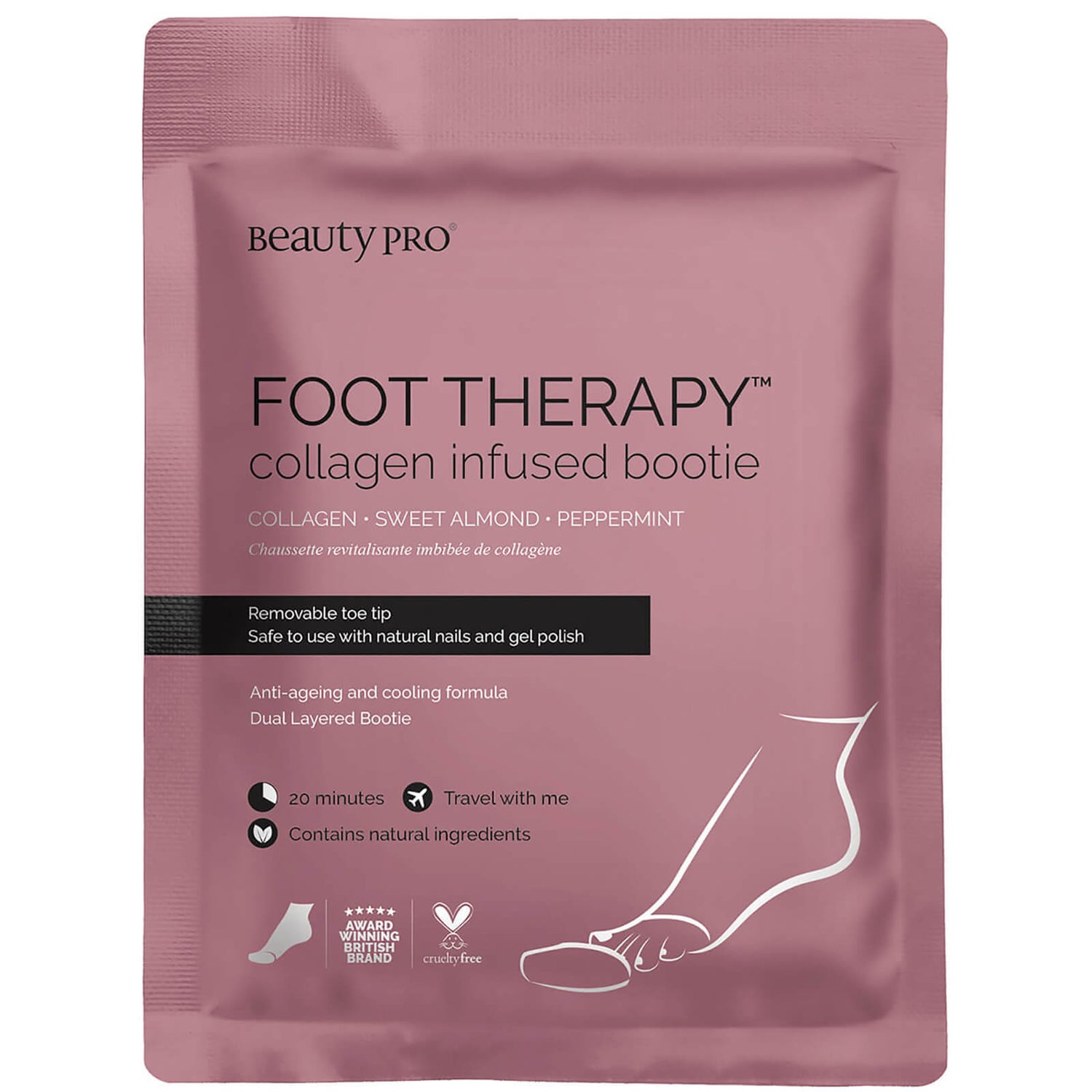 BEAUTYPRO Foot Therapy Collagen Infused Bootie with Removable Toe Tip ...