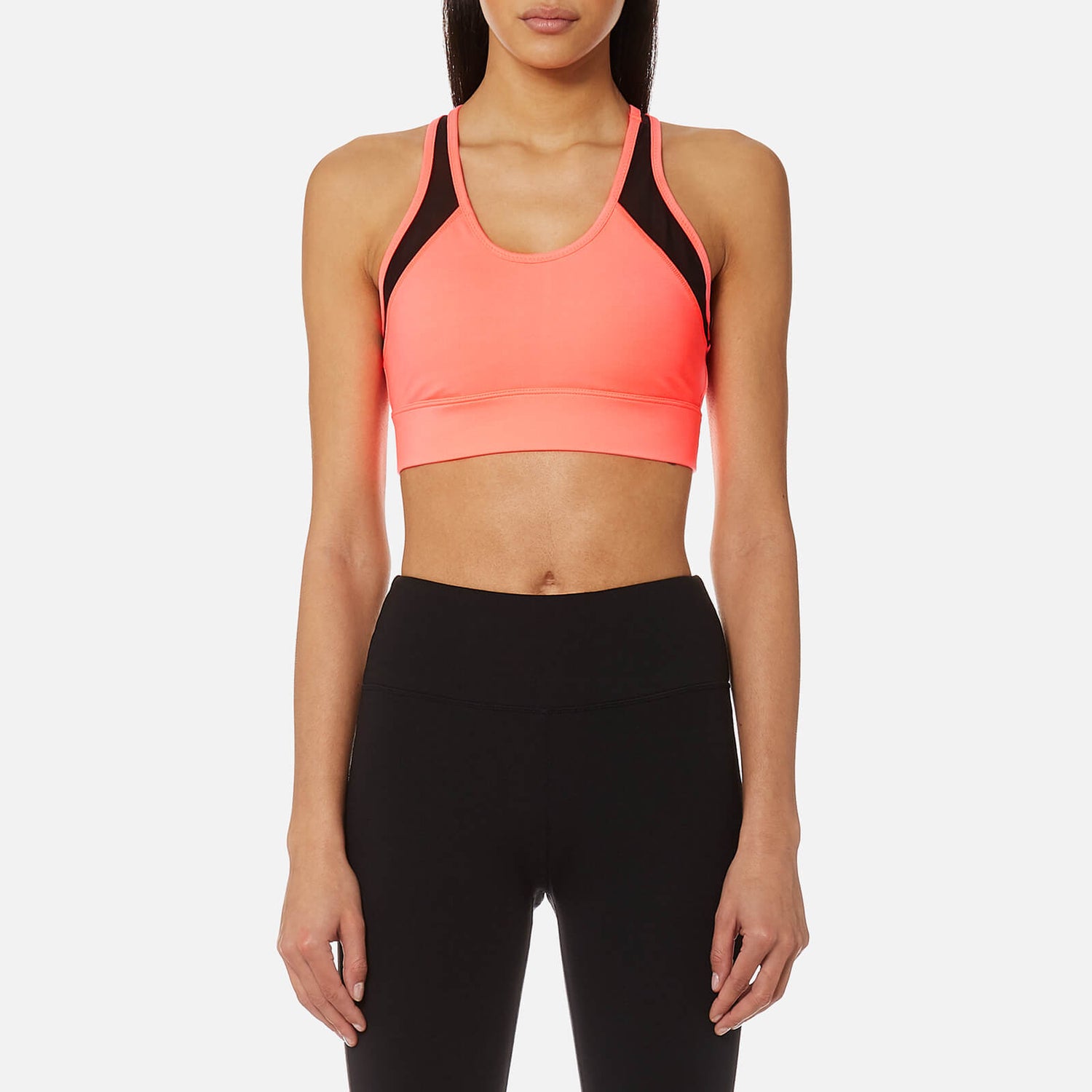 DKNY Sport Women's Mesh Insert V-Neck Bra Top - Vibrant Pink | TheHut.com