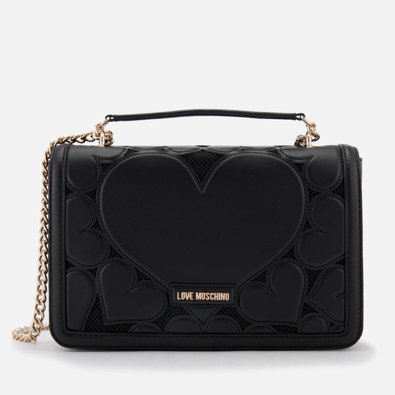 Love Moschino Women's Heart Embossed Cross Body Bag - Black