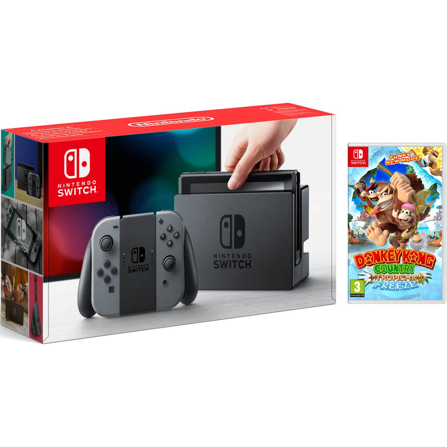 Nintendo Switch Console With Grey Joy Con Donkey Kong Tropical Freeze Games Consoles Zavvi UK