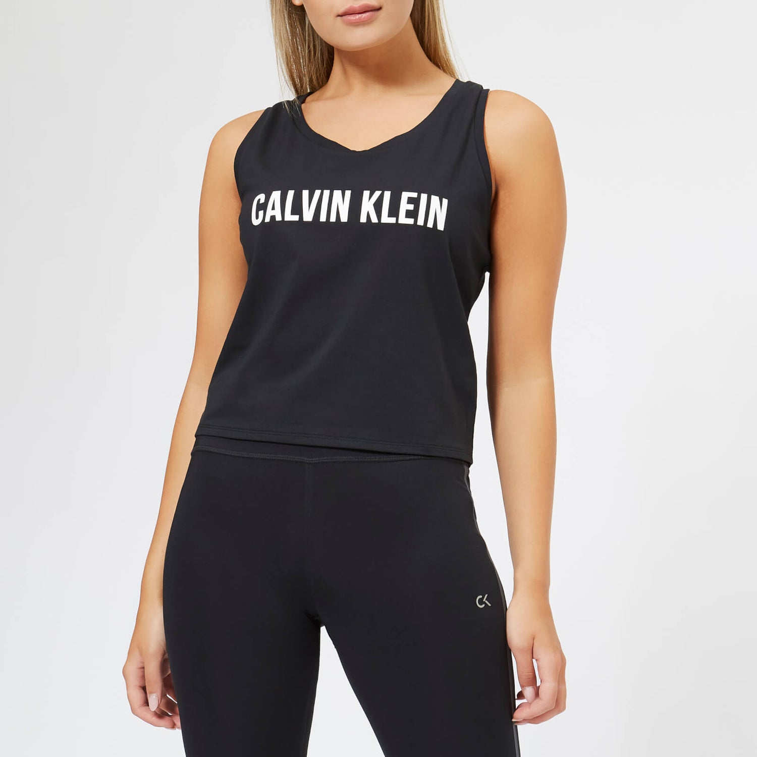 Calvin Klein Performance Women's Cropped Logo Tank Top - CK Black ...