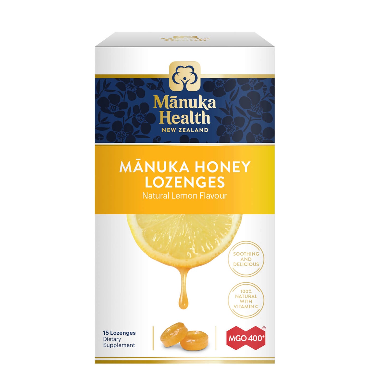MGO 400+ Manuka Honey Lozenges with Lemon - 15 Lozenges | LOOKFANTASTIC