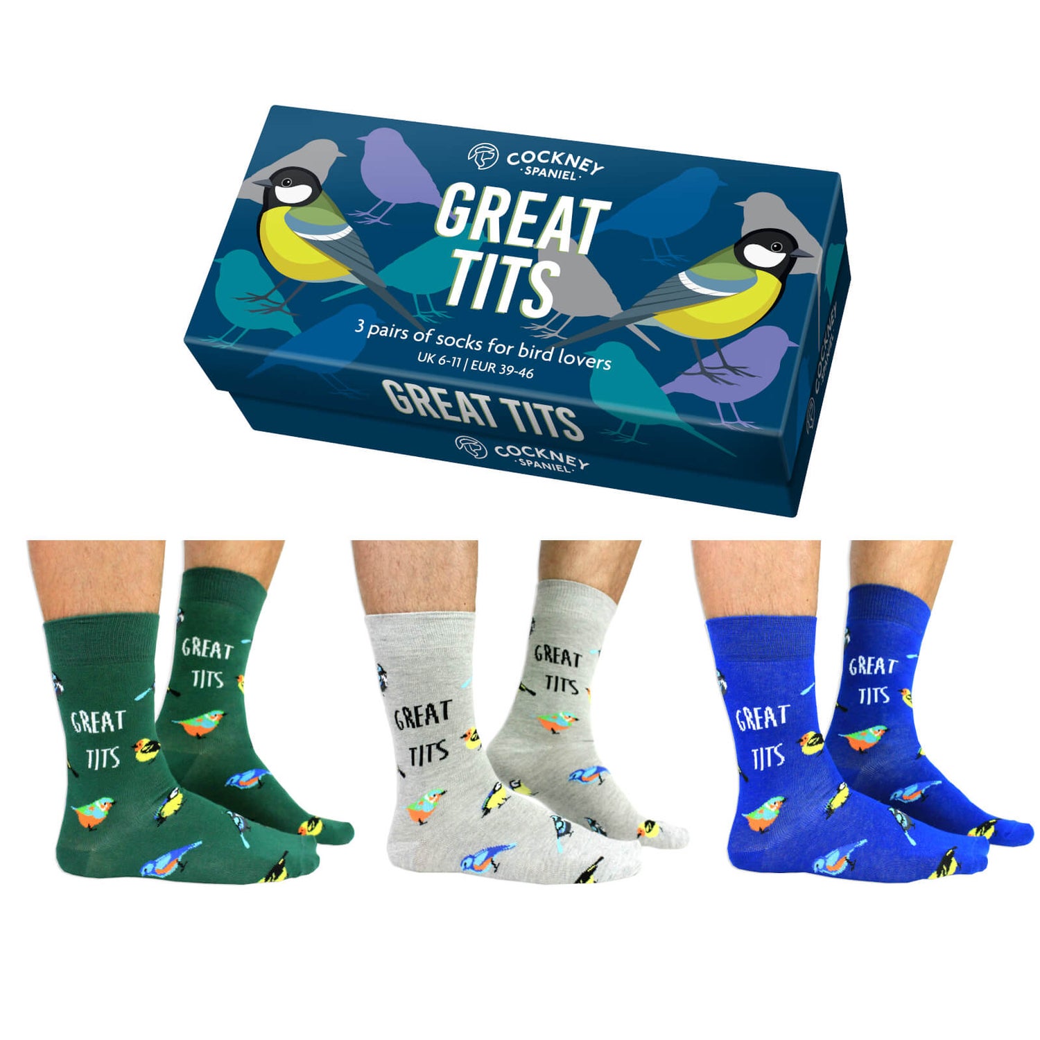 Cockney Spaniel Sock Gift Box - Great Tits - IWOOT UK