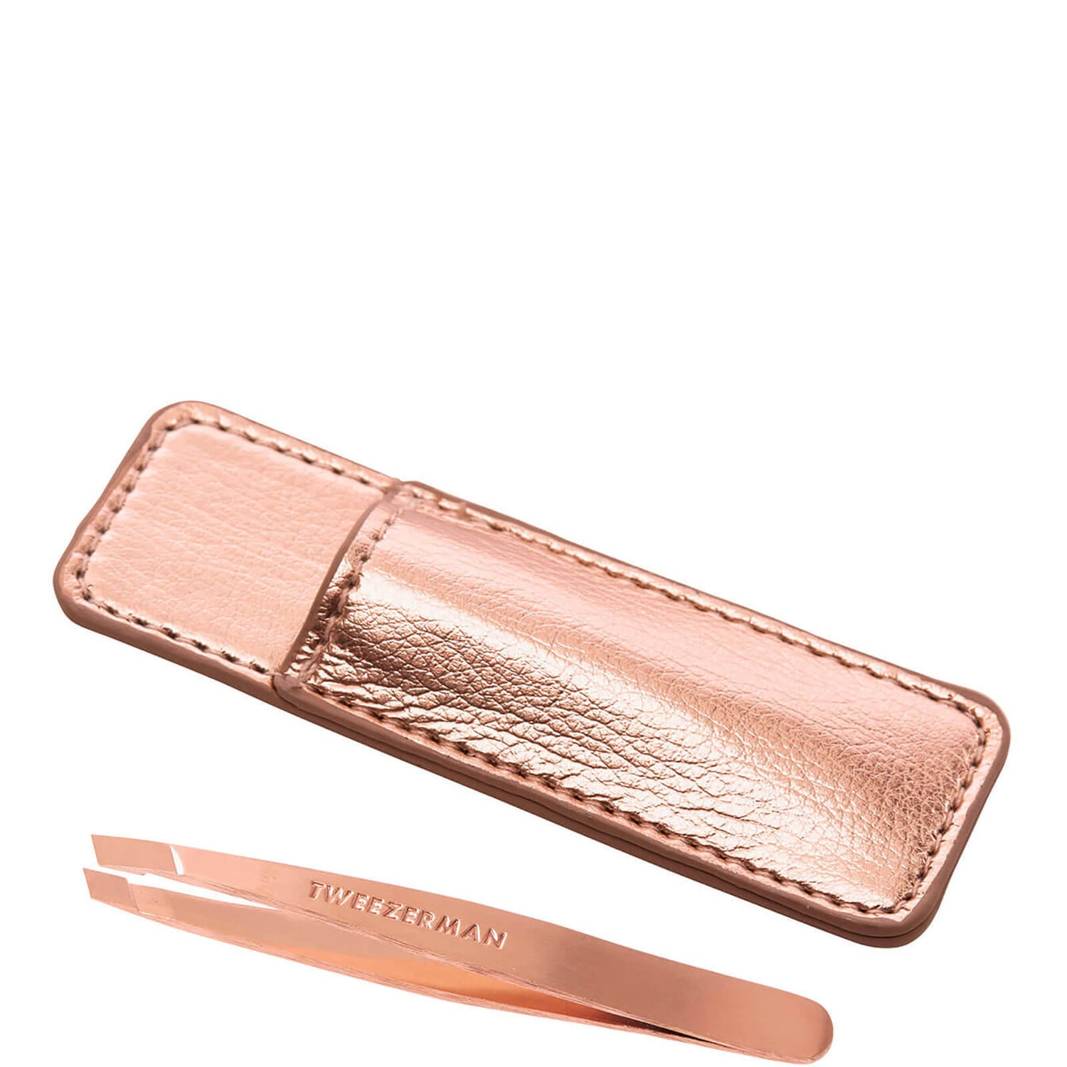 Tweezerman Rose Gold Mini Slant Tweezer with Case | LOOKFANTASTIC