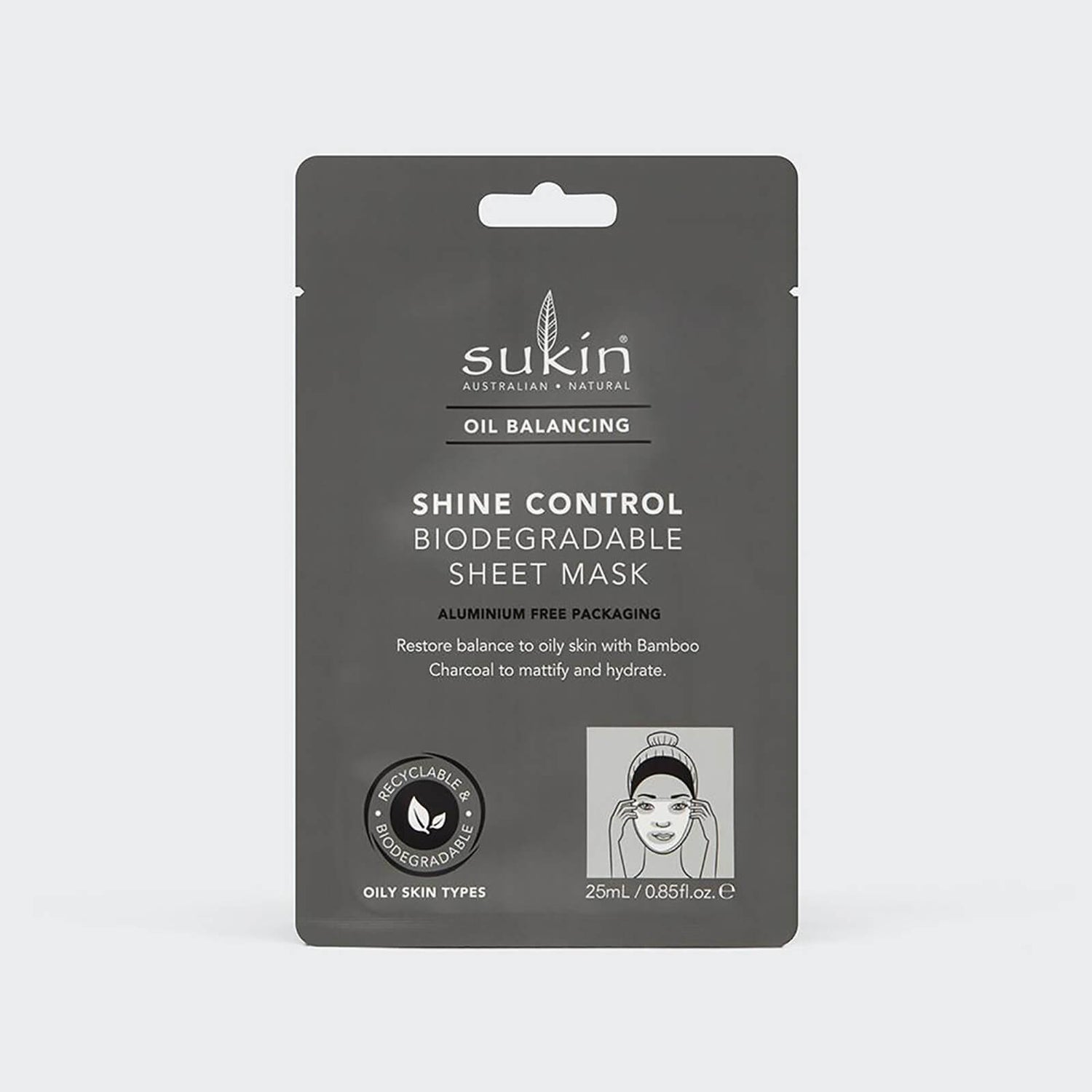 Sukin Oil Balancing Shine Control Sheet Mask Sachet 25ml | LOOKFANTASTIC