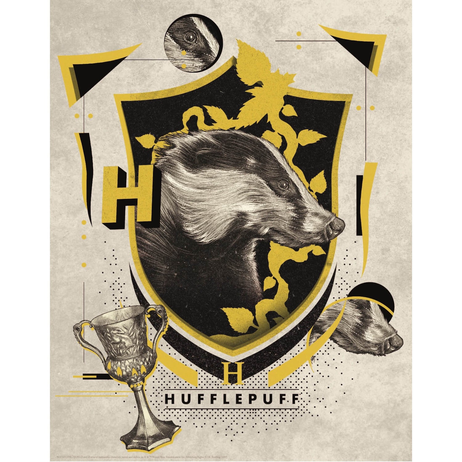 Harry Potter Art Print : Hufflepuff Crest Merchandise - Zavvi US