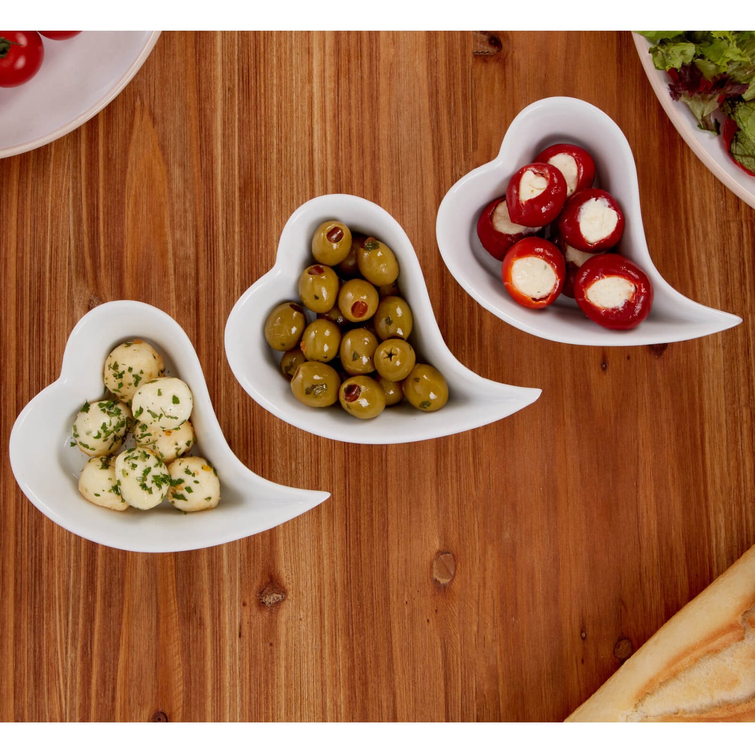 Heart Shaped Serving Dishes Set - White Porcelain - IWOOT UK