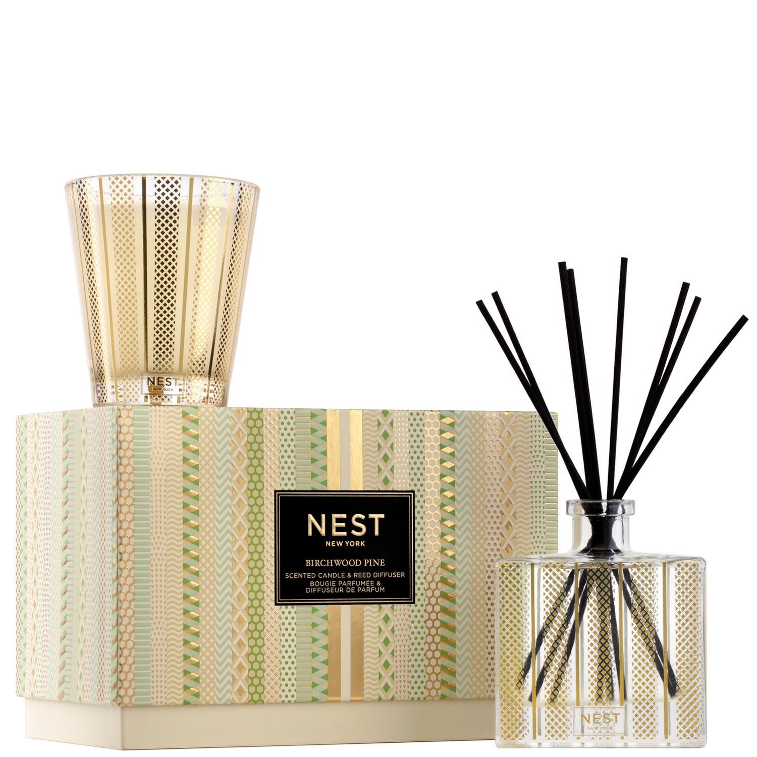 NEST New York Birchwood Pine Candle and Reed Diffuser Set - LOOKFANTASTIC
