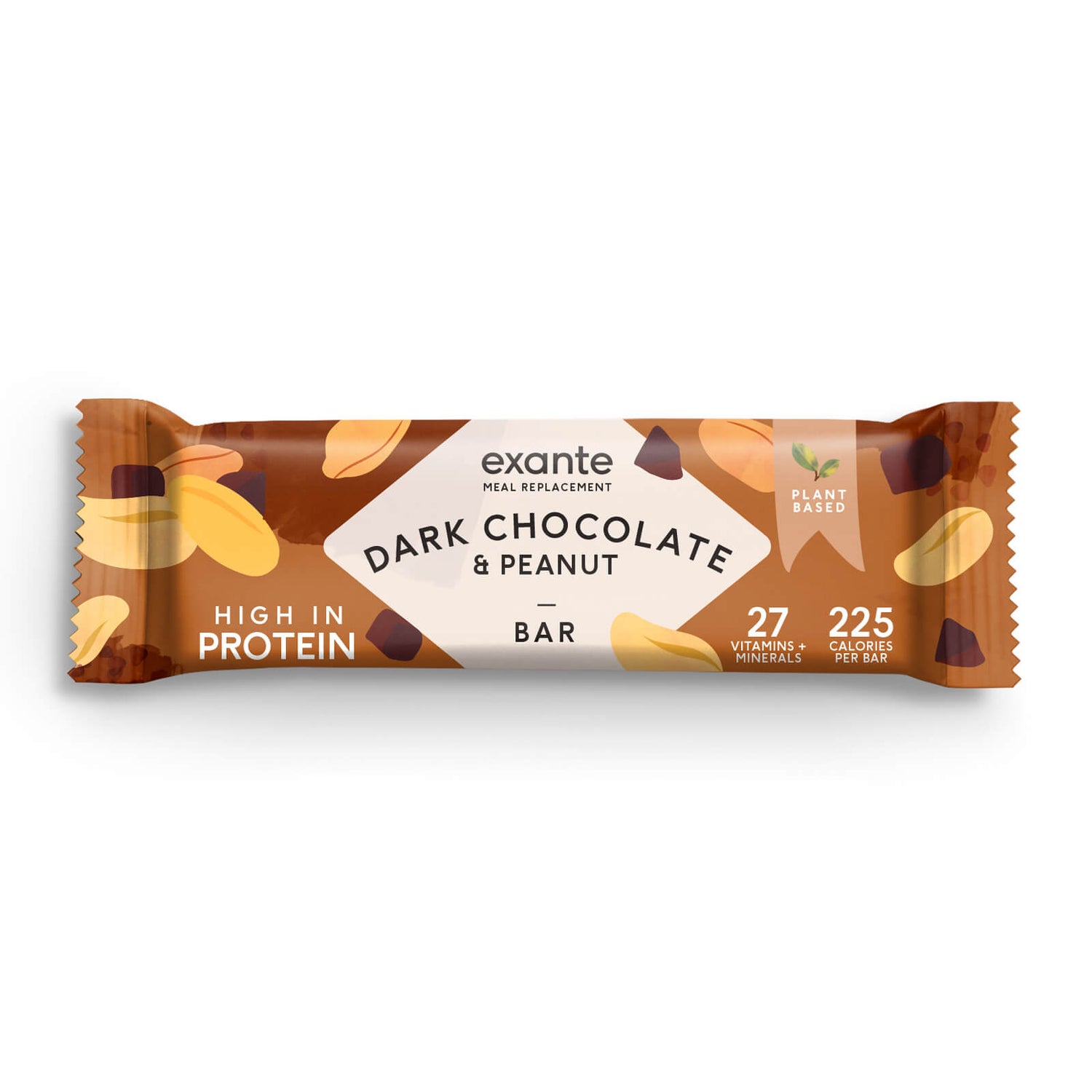 Meal Replacement Box of 7 Dark Chocolate & Peanut Nutty Bar | Exante UK