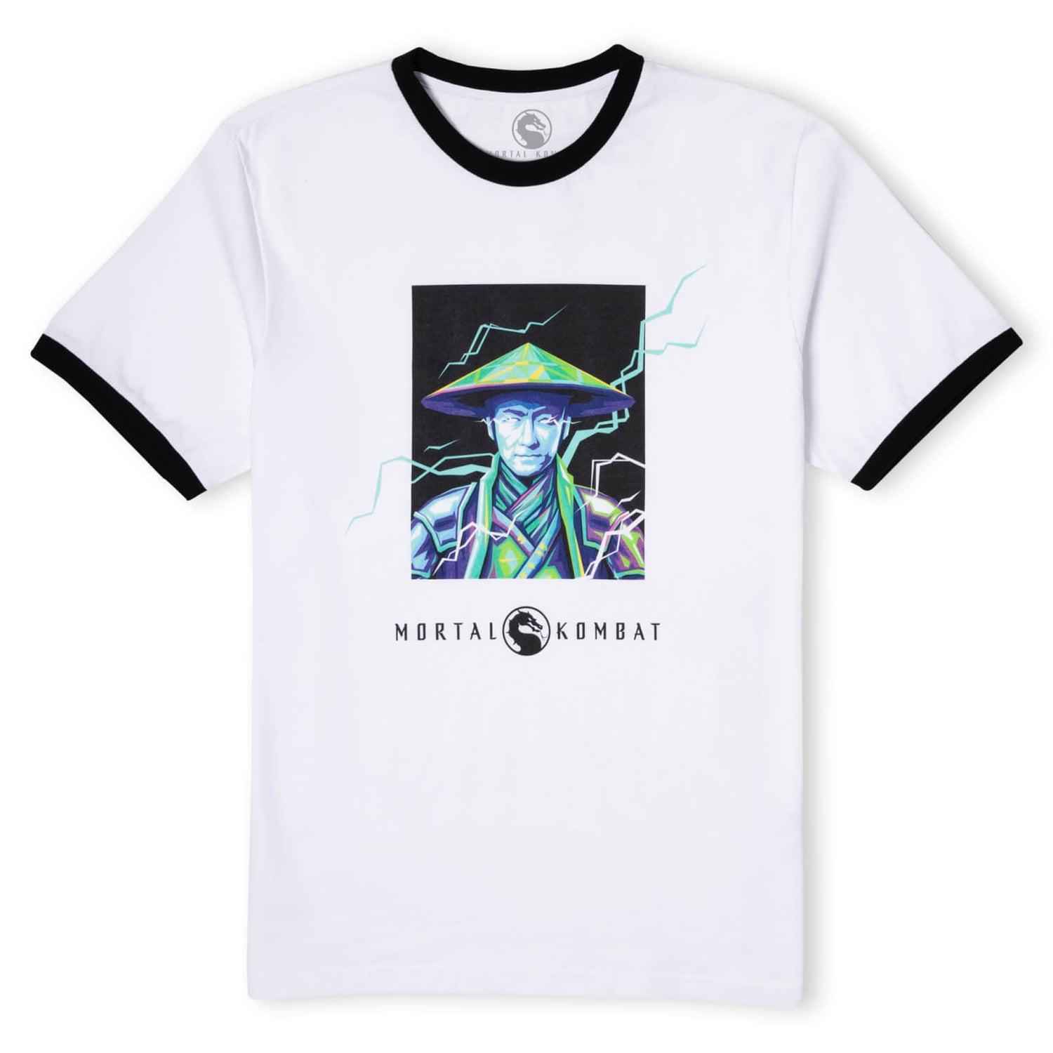 Mortal Kombat Raiden Unisex Ringer T-Shirt - White/Black Clothing ...