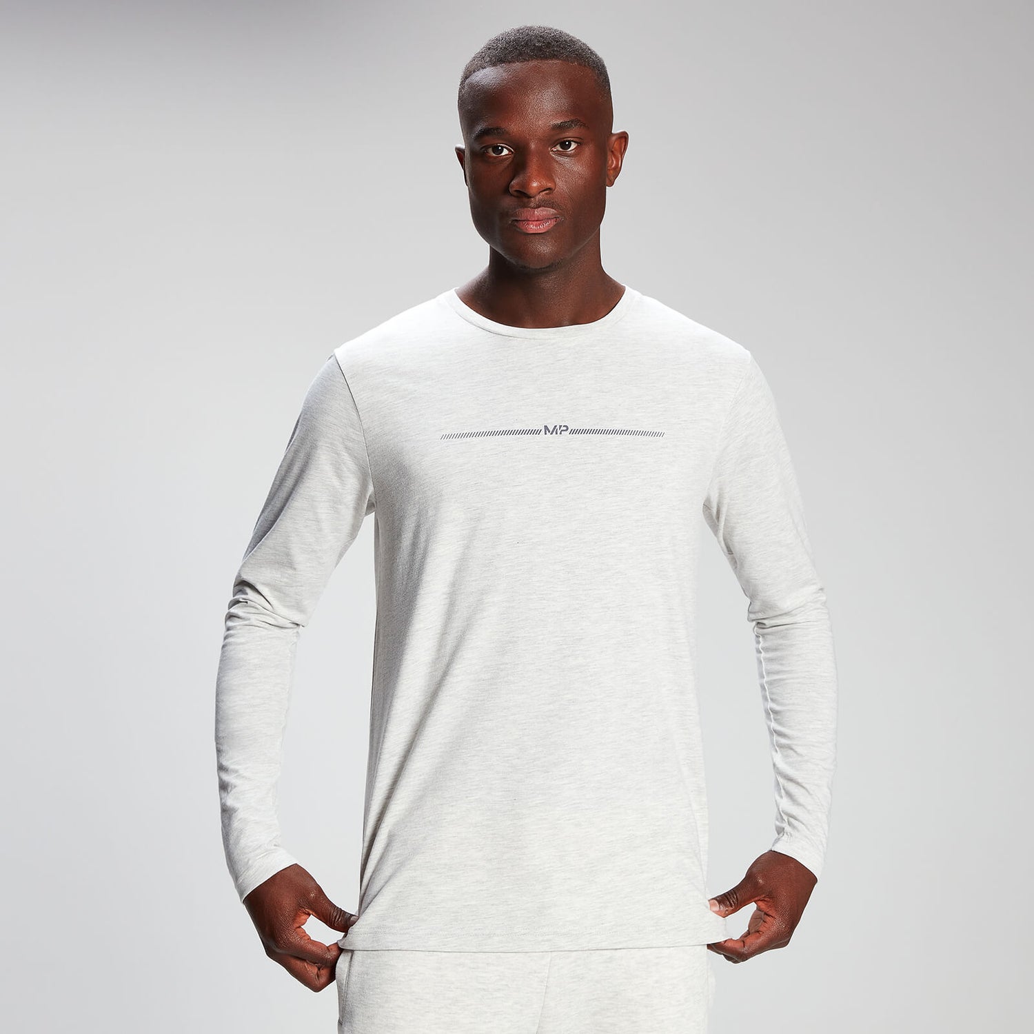 MP Men's Mini Mark Graphic Long Sleeve T-Shirt | Light Grey Marl | MP