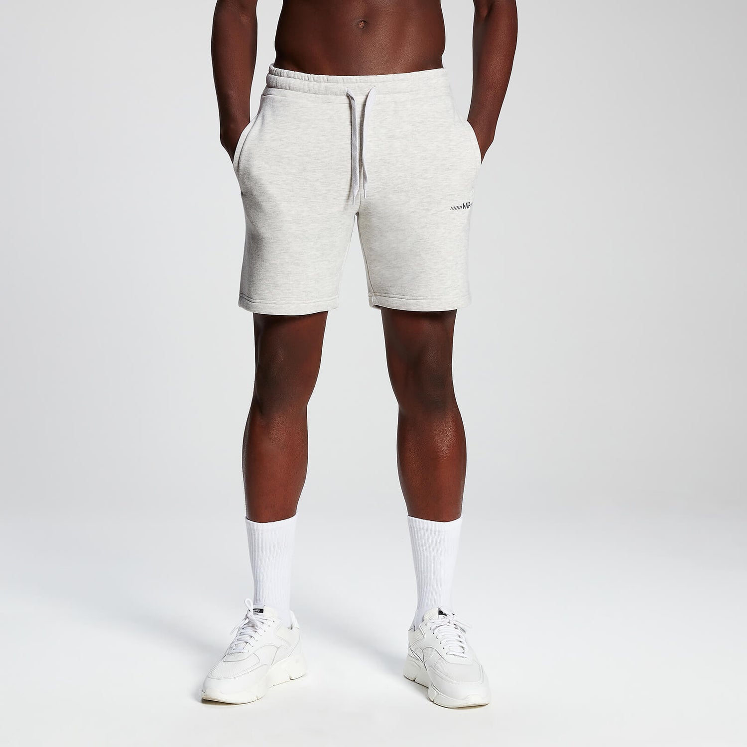 MP Men's Mini Mark Graphic Shorts | Light Grey Marl | MP