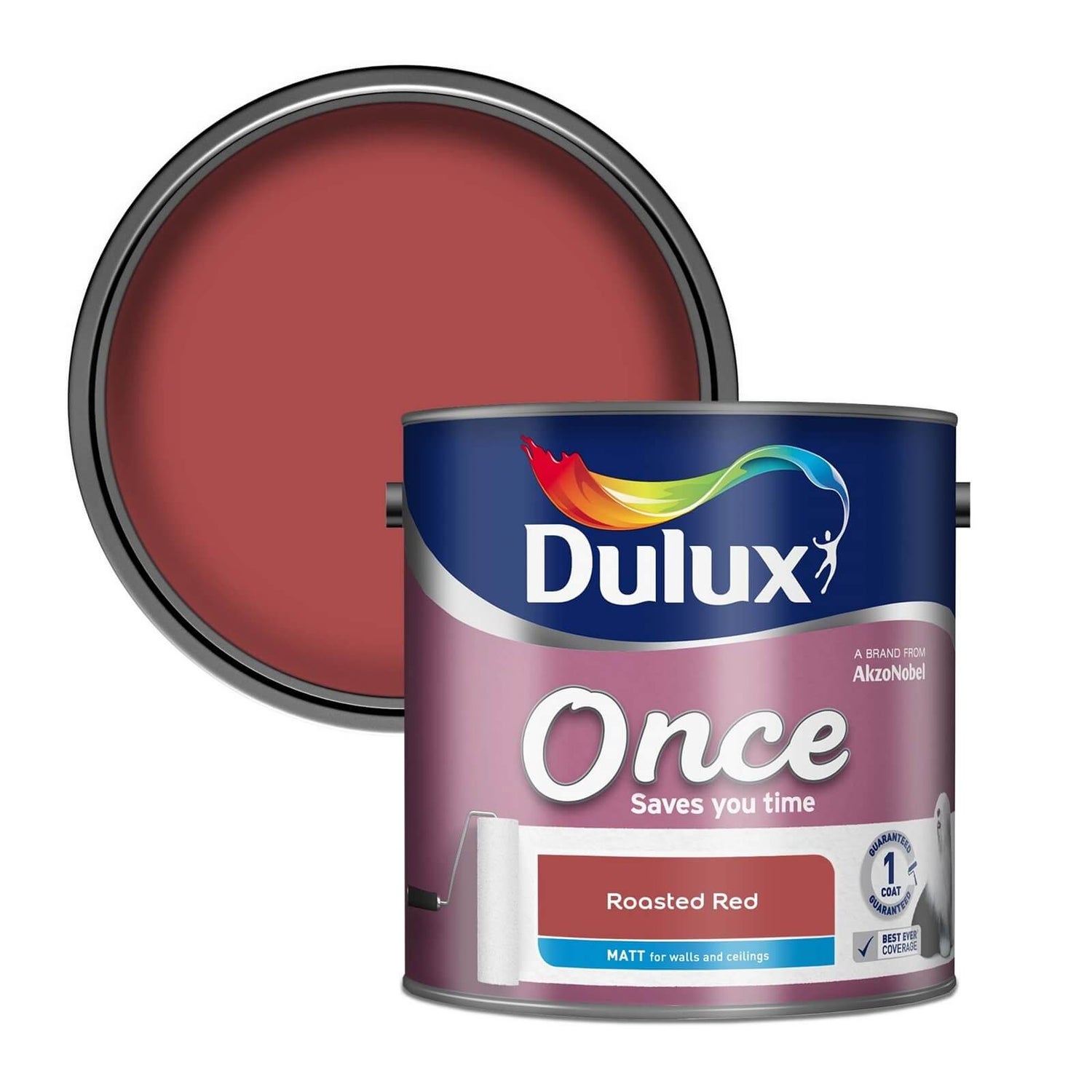 Dulux Once Roasted Red - Matt Emulsion Paint - 2.5L | Homebase Dulux Once Roasted Red - Matt Emulsion Paint - 2.5L | Homebase