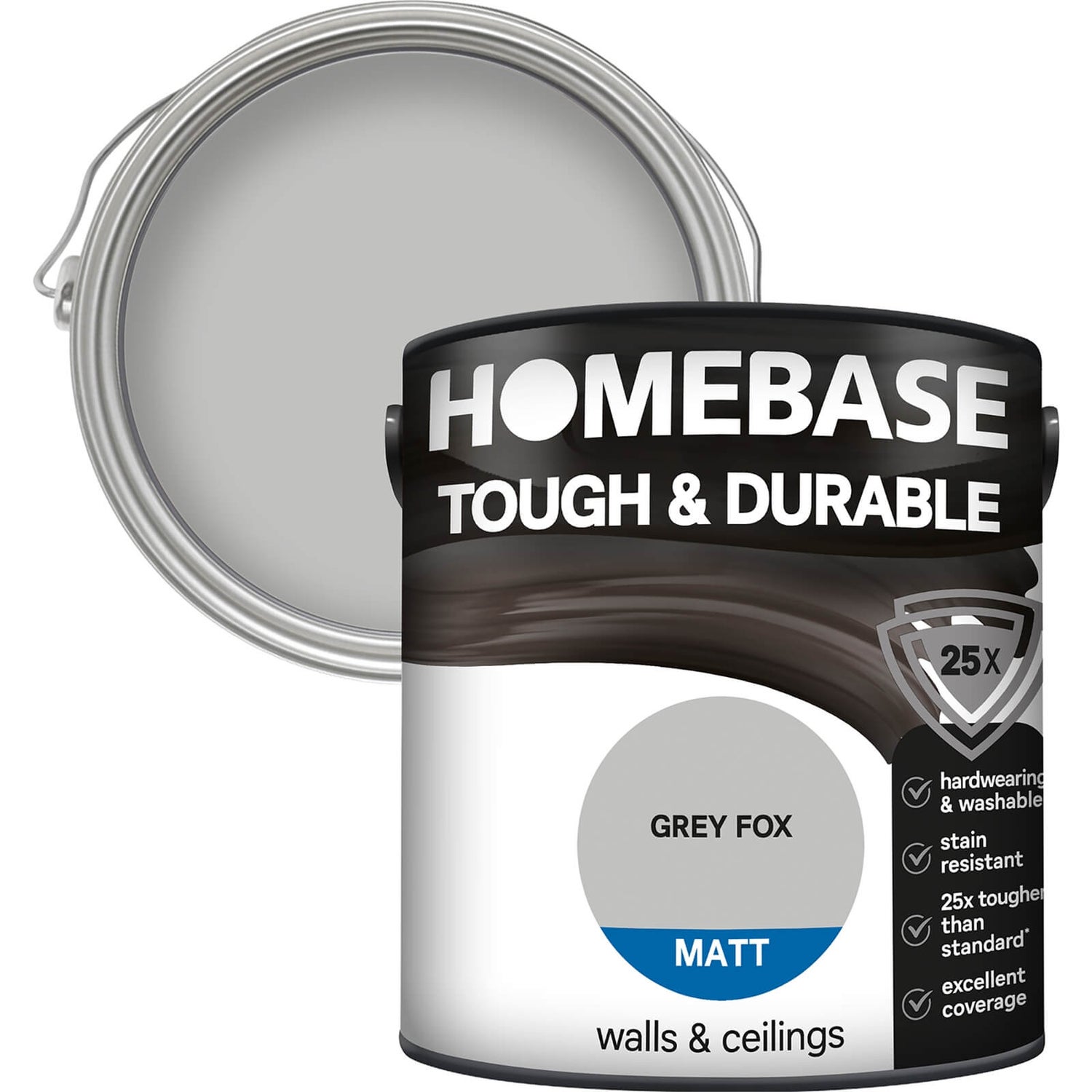 Homebase Tough & Durable Matt Paint - Grey Fox 2.5L | Homebase