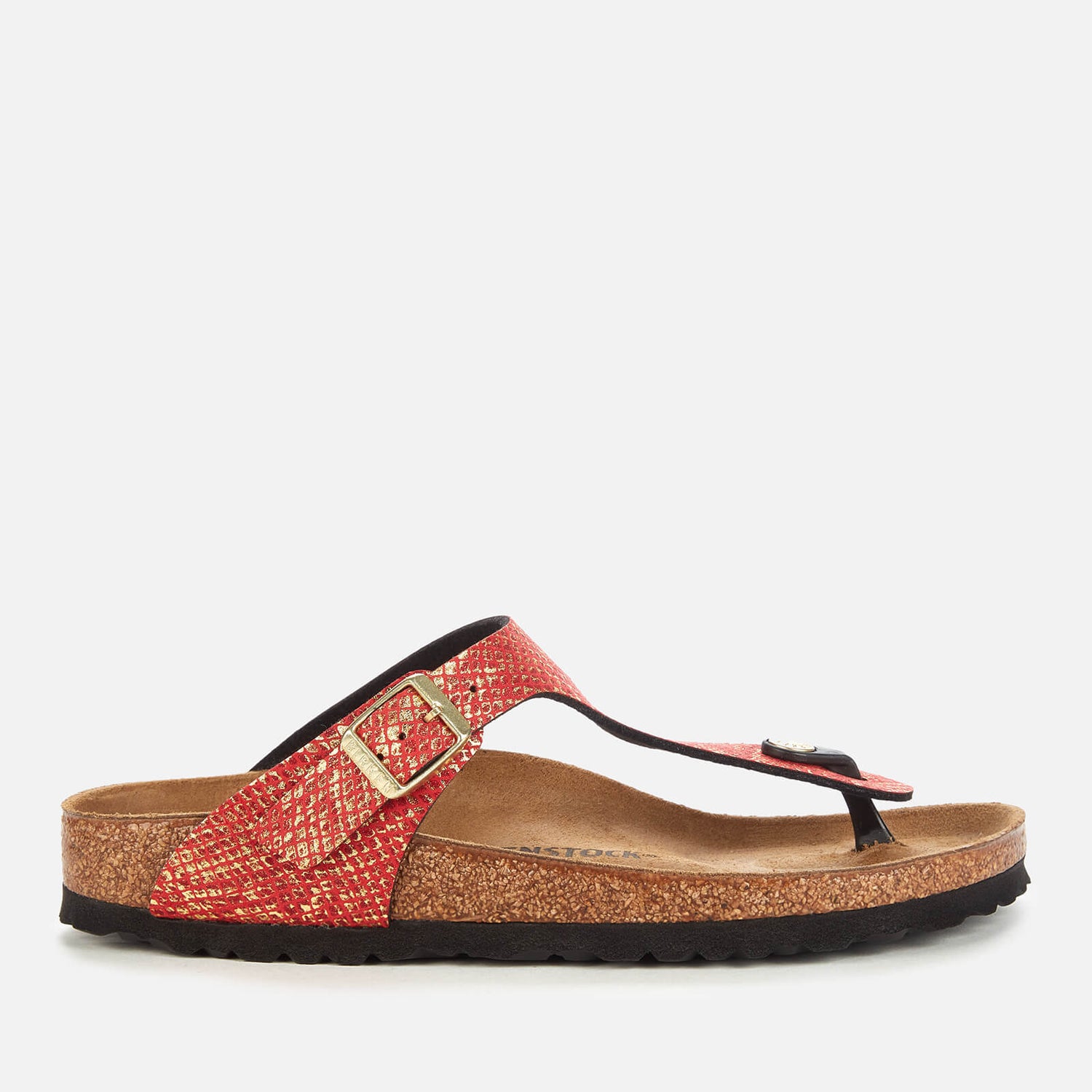 Birkenstock Women's Shiny Python Gizeh Toe-Post Sandals - Red | TheHut.com