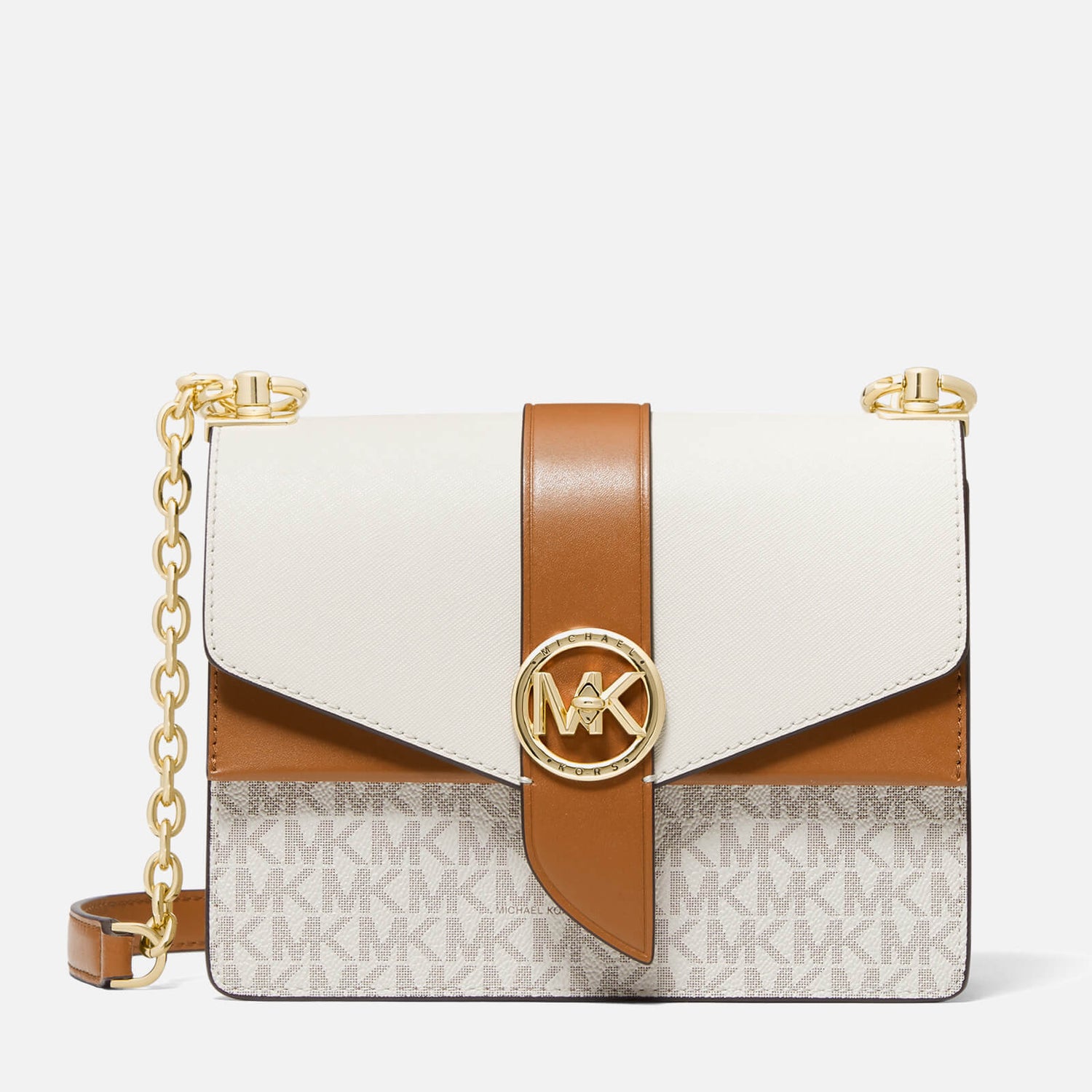 MICHAEL Michael Kors Women's Greenwich Small Cross Body Bag - Vanilla/Acorn MICHAEL Michael Kors Women's Greenwich Small Cross Body Bag - Vanilla/Acorn