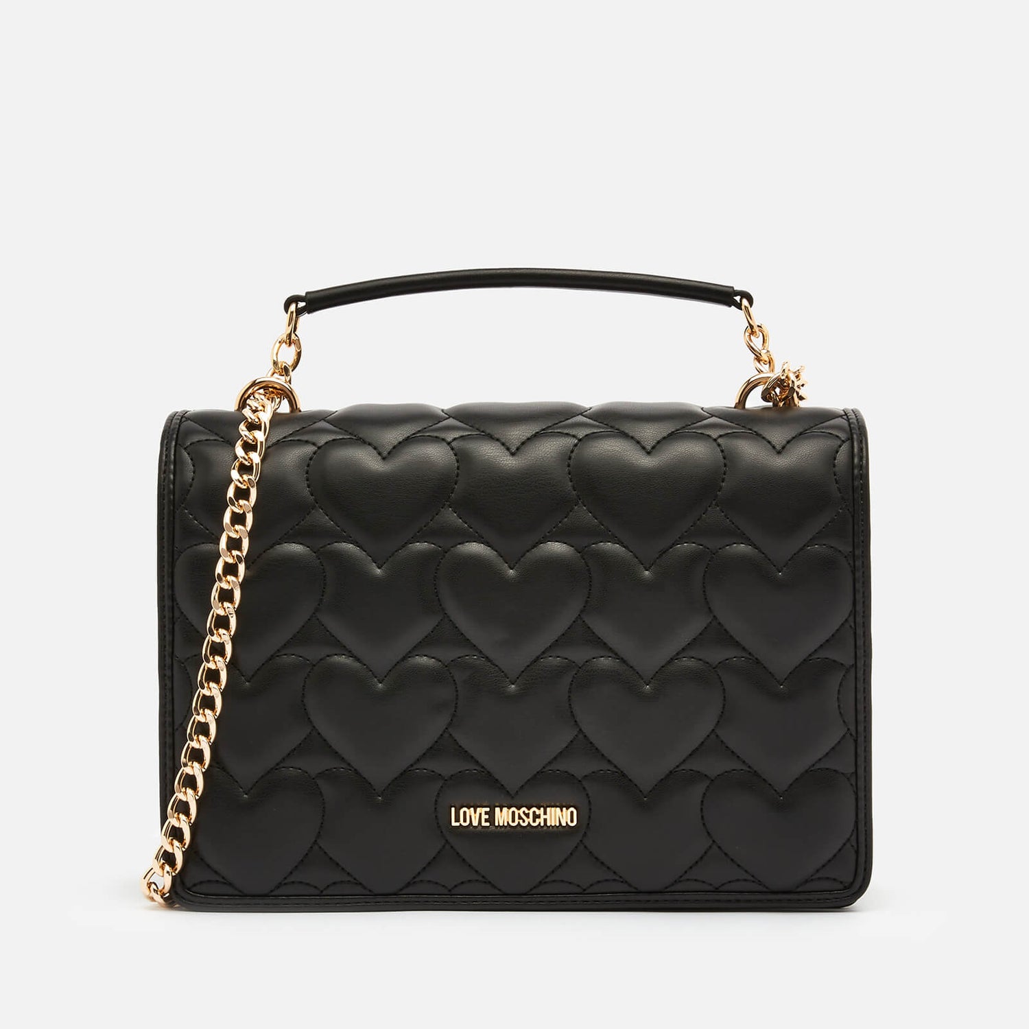 Love Moschino Womens Heart Quilt Shoulder Bag Black