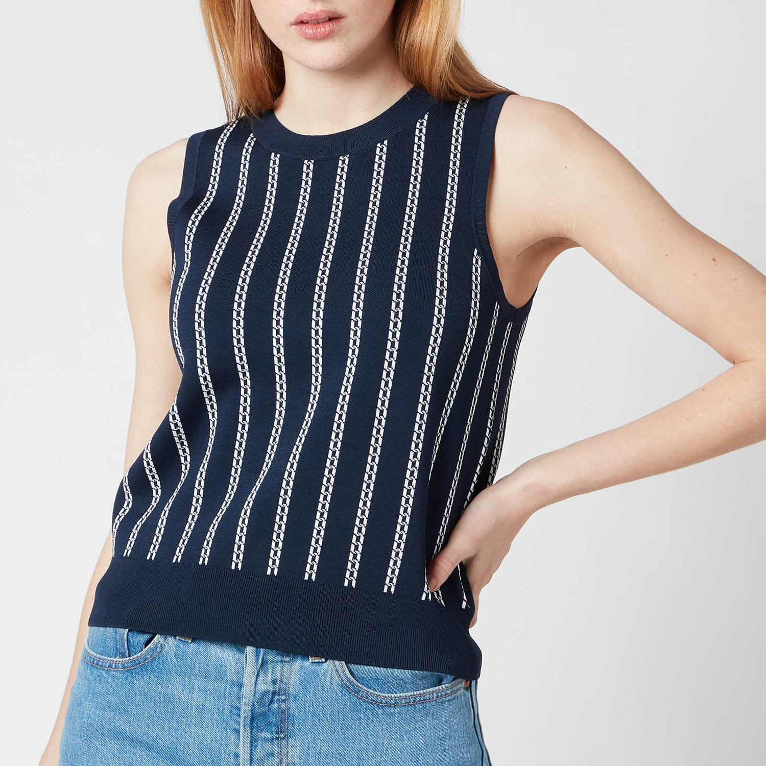 MICHAEL Michael Kors Women's Sleeveless Chain Vest - Midnight Blue ...