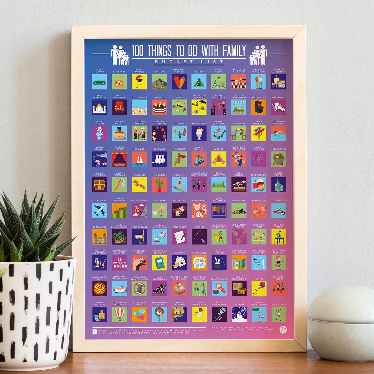 100 Things To Do with Family Scratch Off Bucket List Poster | retro ...