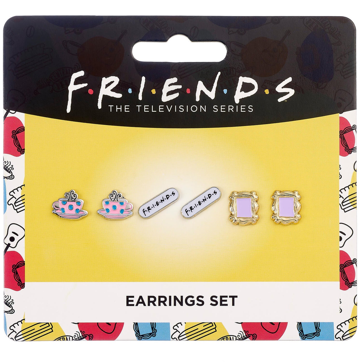 Friends Set of 3 Earring Studs - Frame, Coffee Cup & Friends Logo ...