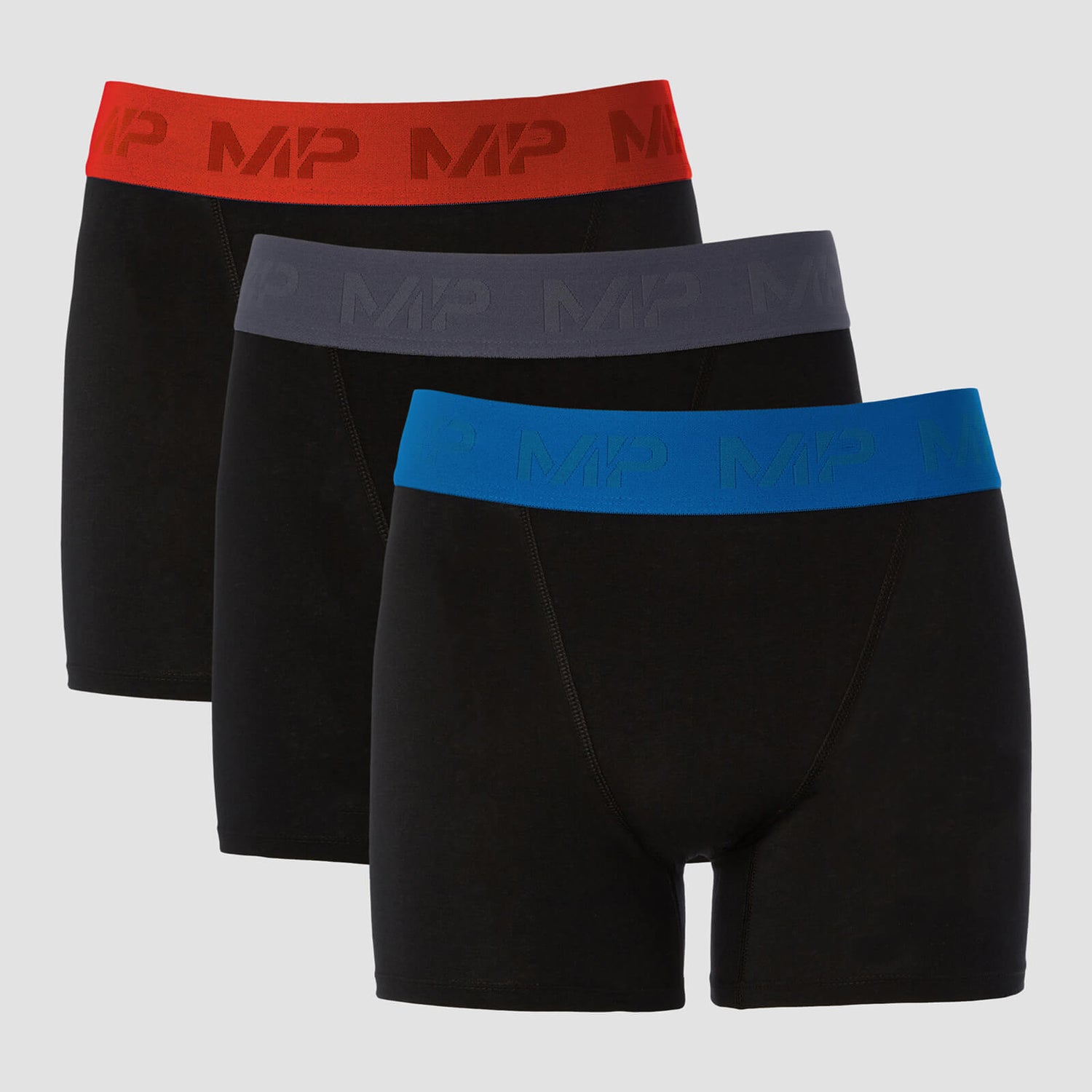 MP Men's Coloured Waistband Boxers (3 Pack) | Graphite/True Blue/Fire | MP