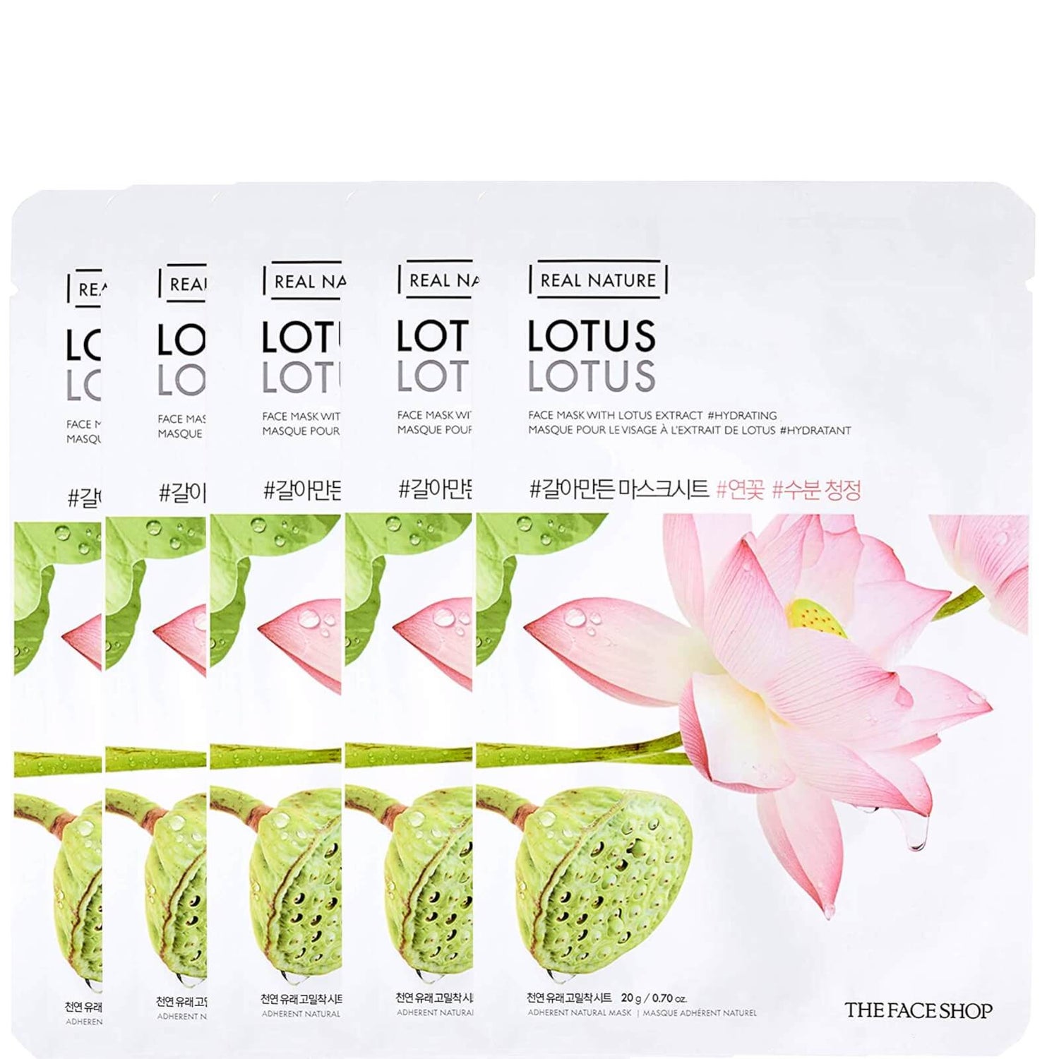 THE FACE SHOP Real Nature Sheet Mask - Lotus (Pack of 5) - LOOKFANTASTIC