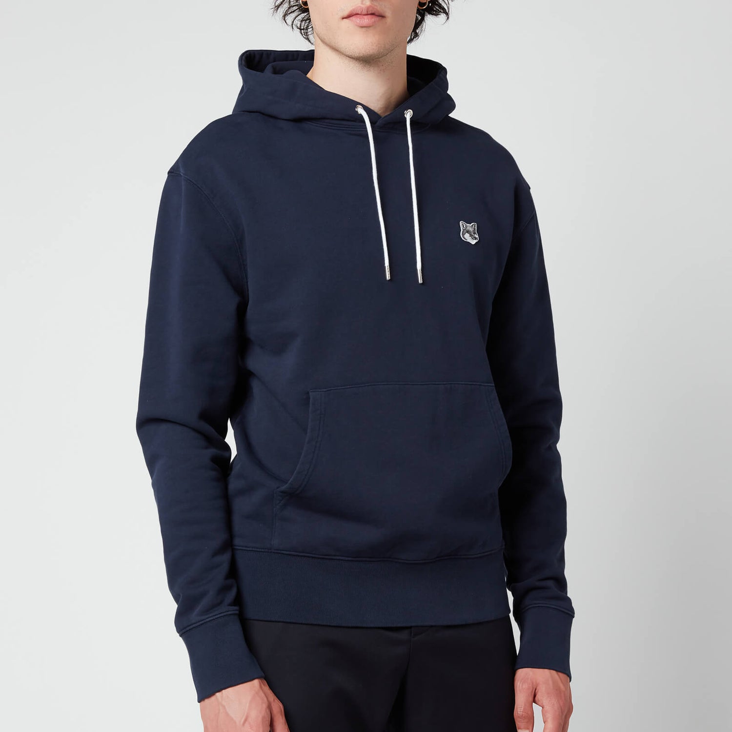 Maison Kitsuné Men's Grey Fox Head Patch Classic Hoodie - Navy - Free ...