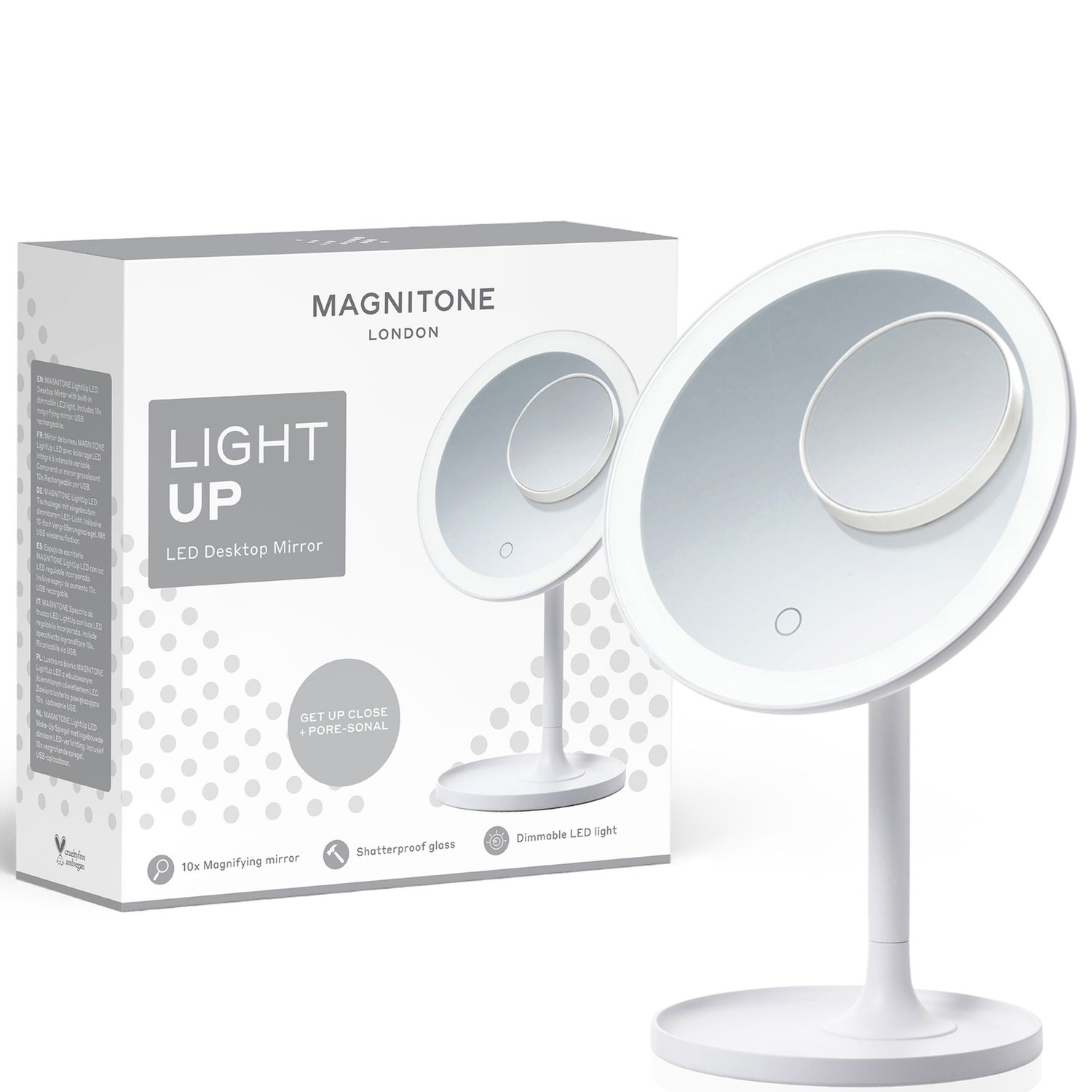 Magnitone London Light Up Daylight Desktop Mirror - White | LOOKFANTASTIC