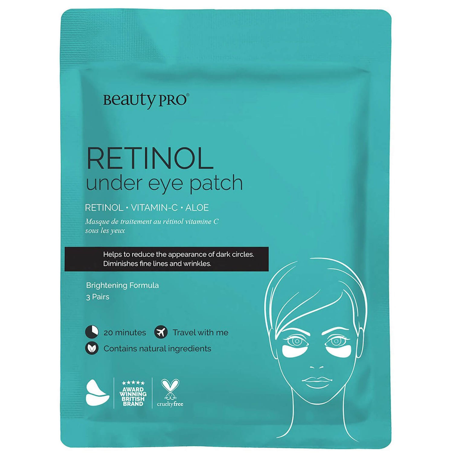 BeautyPro Retinol Under Eye Patch (3 Pairs) | LOOKFANTASTIC