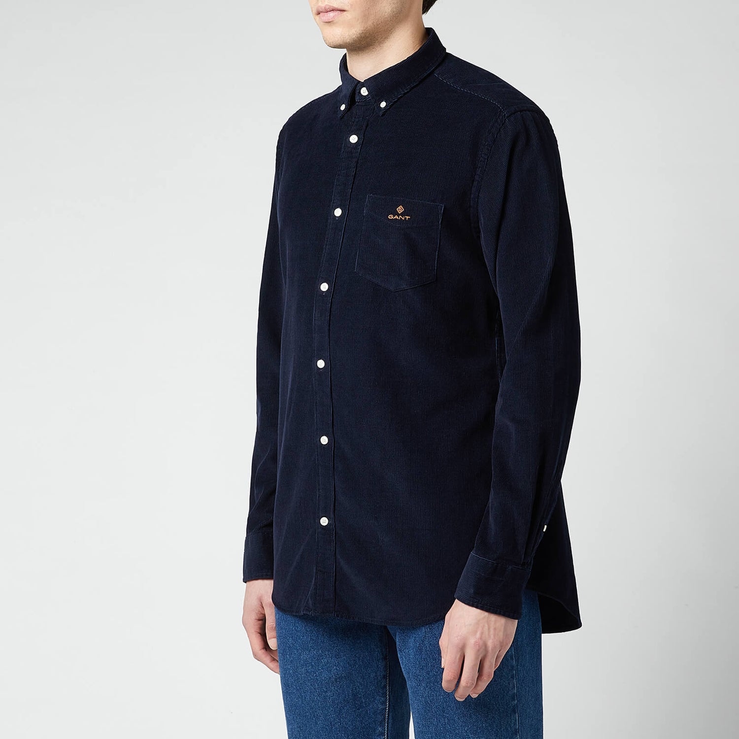 Gant Mens Regular Fit Corduroy Shirt Evening Blue