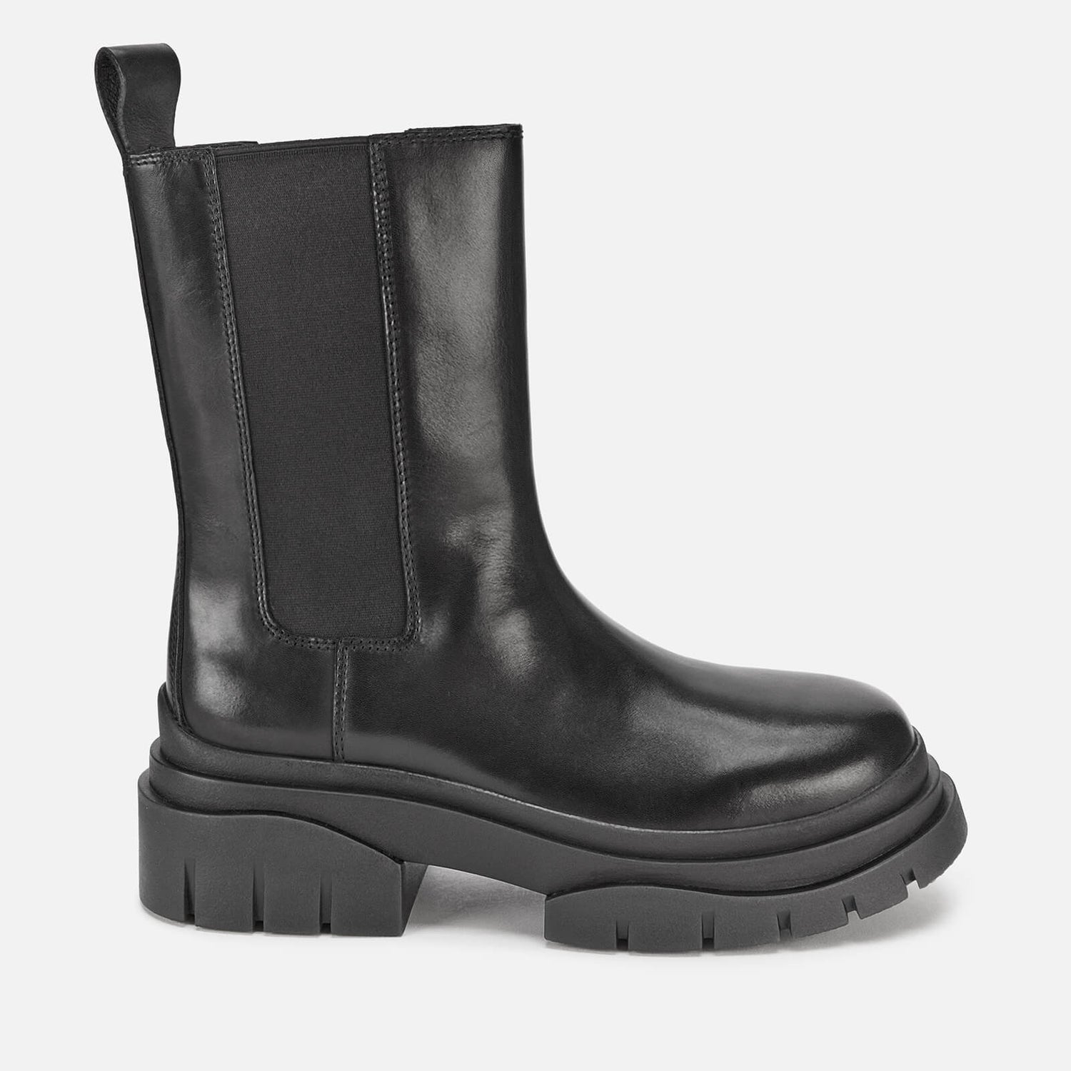 Ash Women's Storm Leather Mid Calf Chelsea Boots - Black/Black | TheHut.com