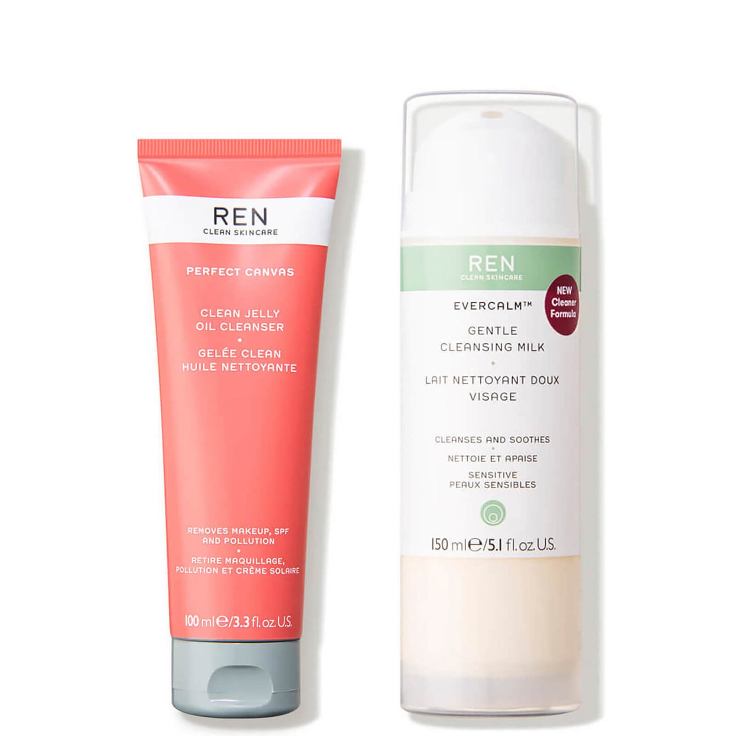 REN Clean Skincare The Double Cleanse Kit (Worth £48.00) - LOOKFANTASTIC