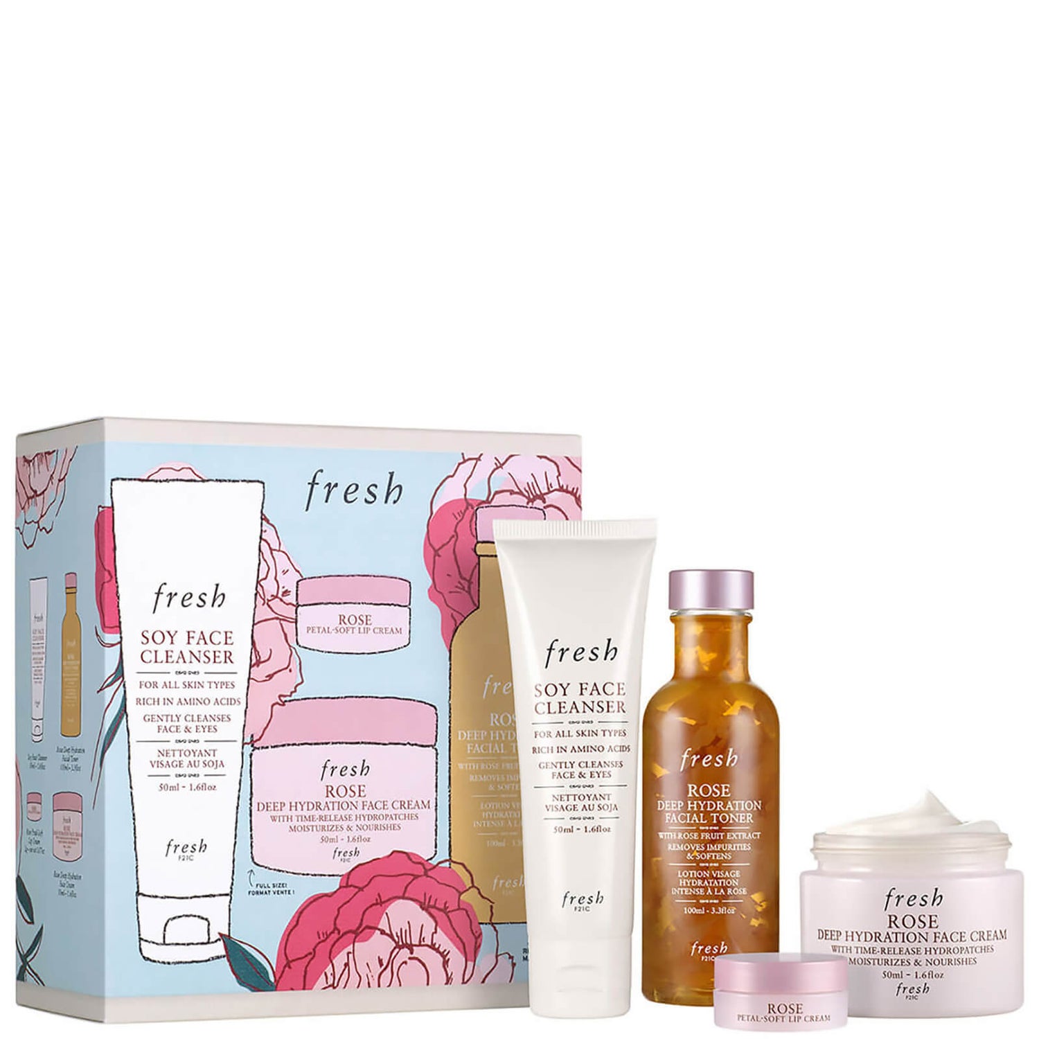 Fresh Rose Deep Hydration Skincare Set | Free US Shipping | lookfantastic