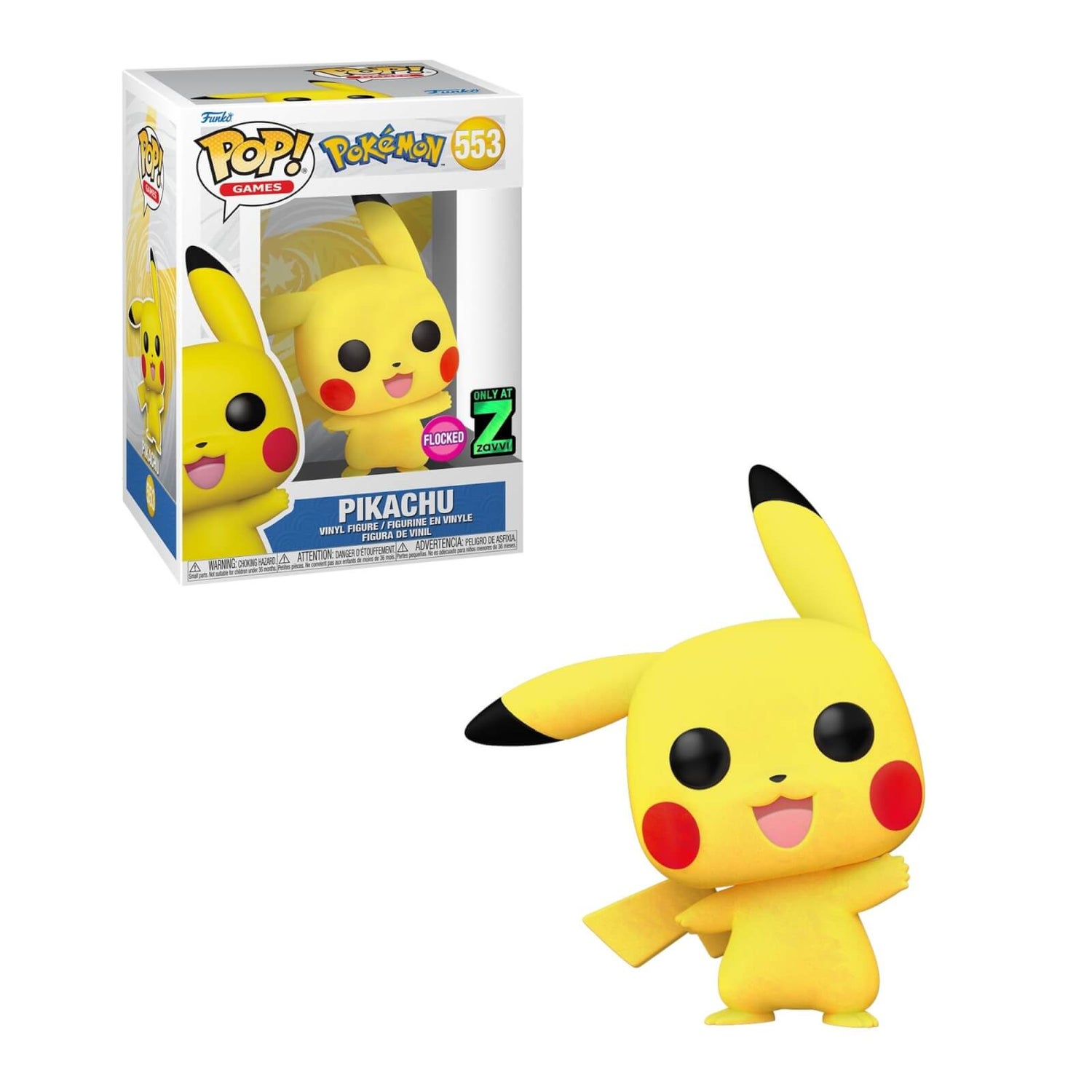Pokémon Pikachu Waving Flocked Zavvi EXC Funko Pop! Vinyl Merchandise ...