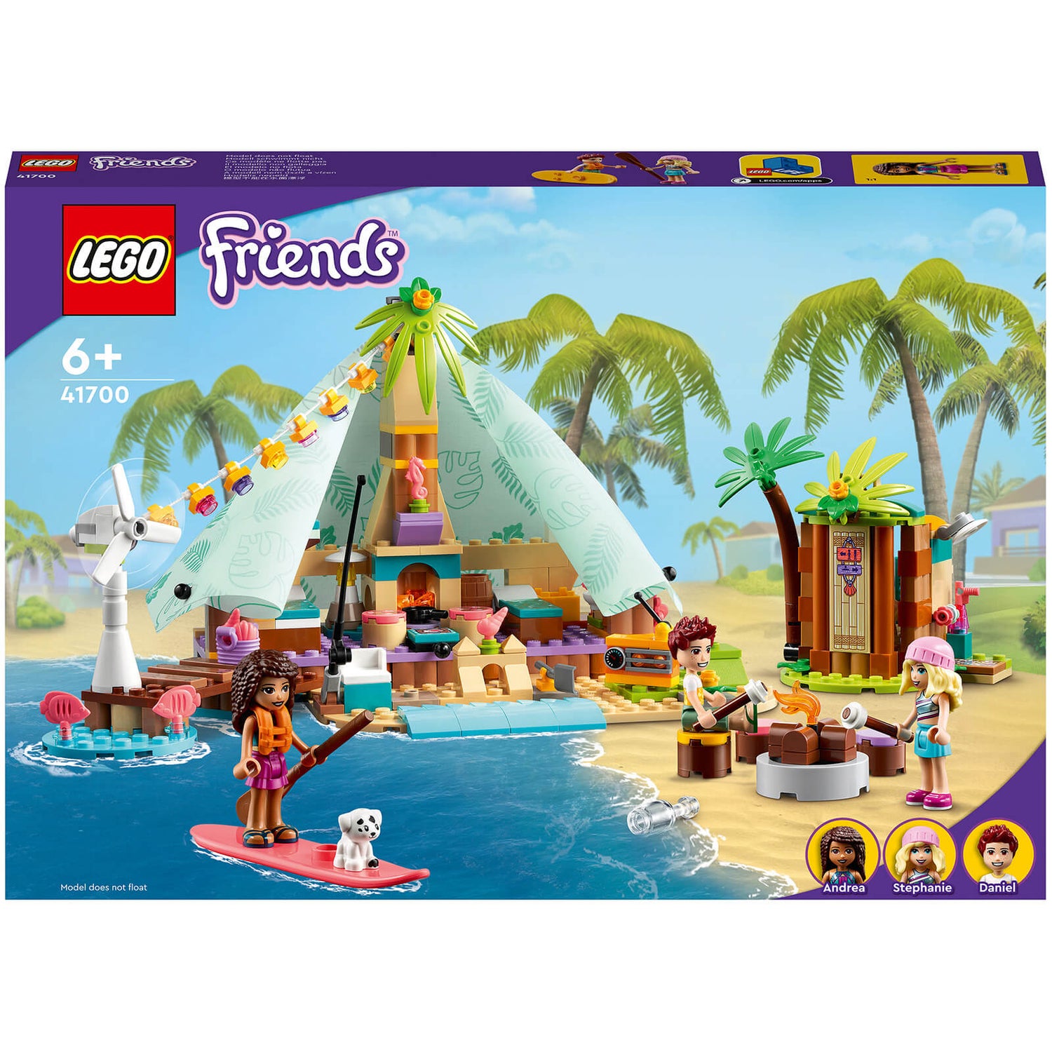 LEGO Friends: Beach Glamping Tent Camping Nature Set (41700) - IWOOT UK