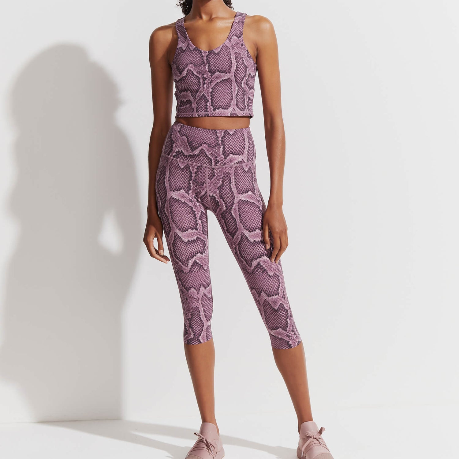 Varley Women's Let's Go Crop Leggings 18 - Mesa Rose Snake | TheHut.com