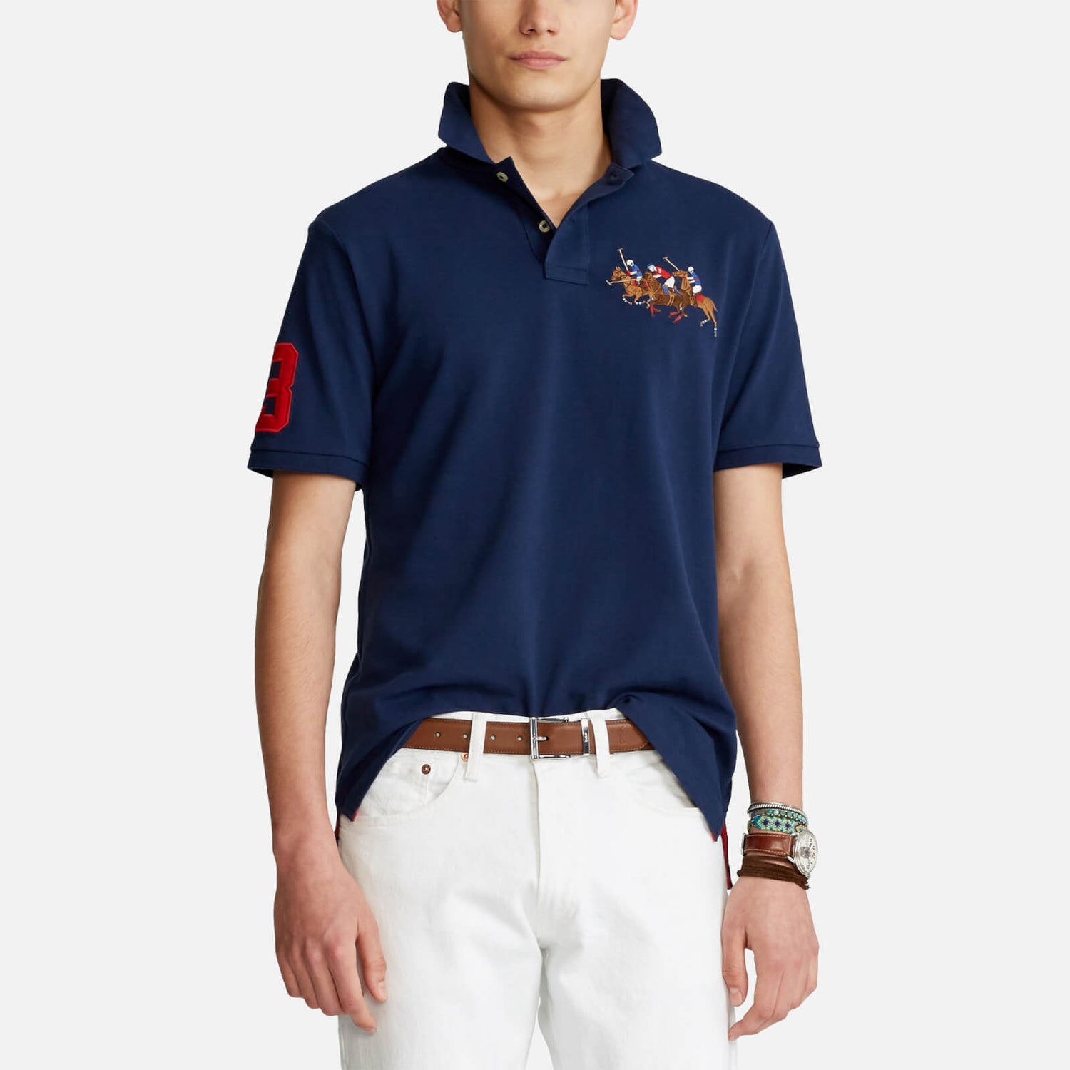 Polo Ralph Lauren Men's Custom Slim Fit Triple Pony Polo Shirt - Newport Navy | TheHut.com