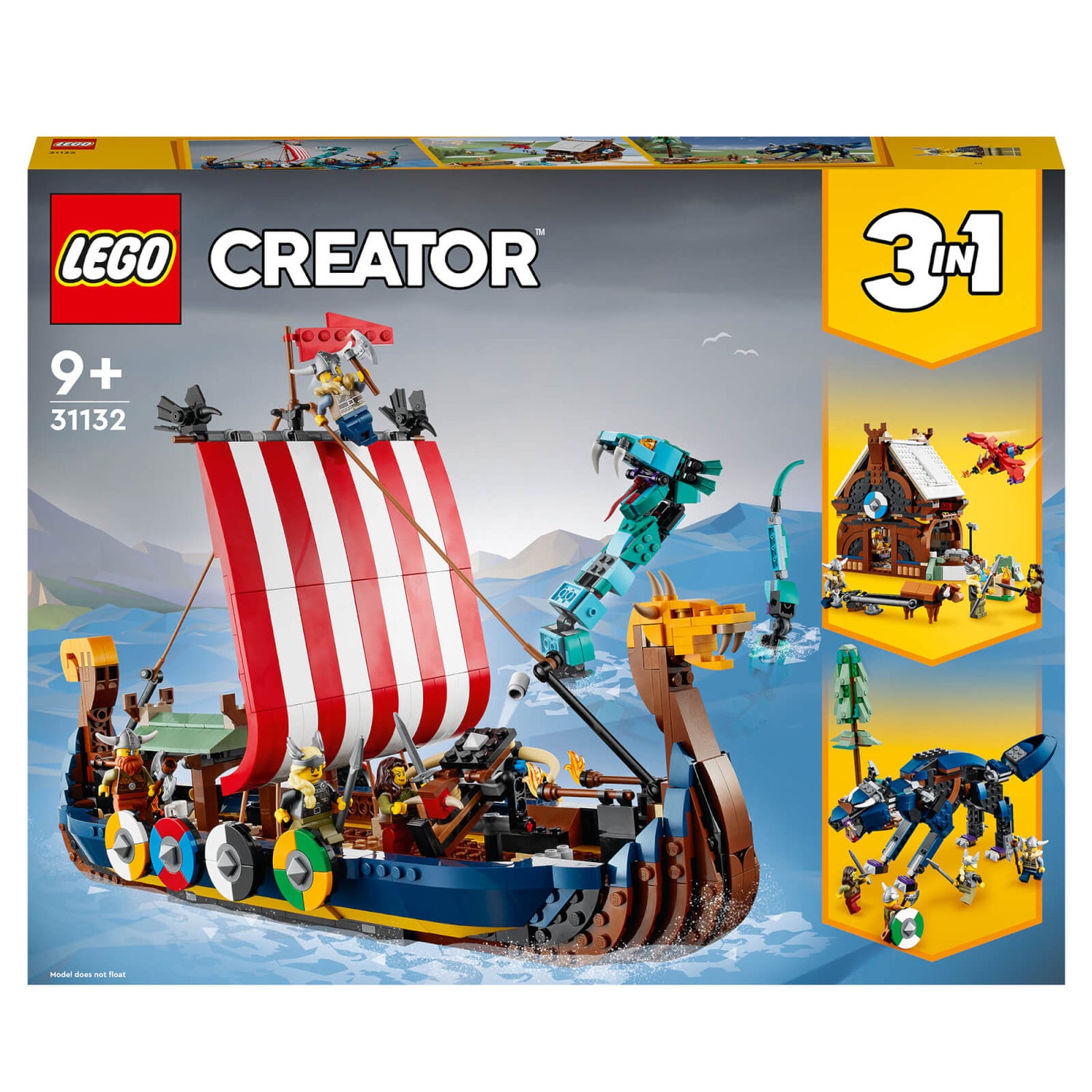 LEGO Creator: 3in1 Viking Ship and Midgard Serpent Set (31132) Toys ...