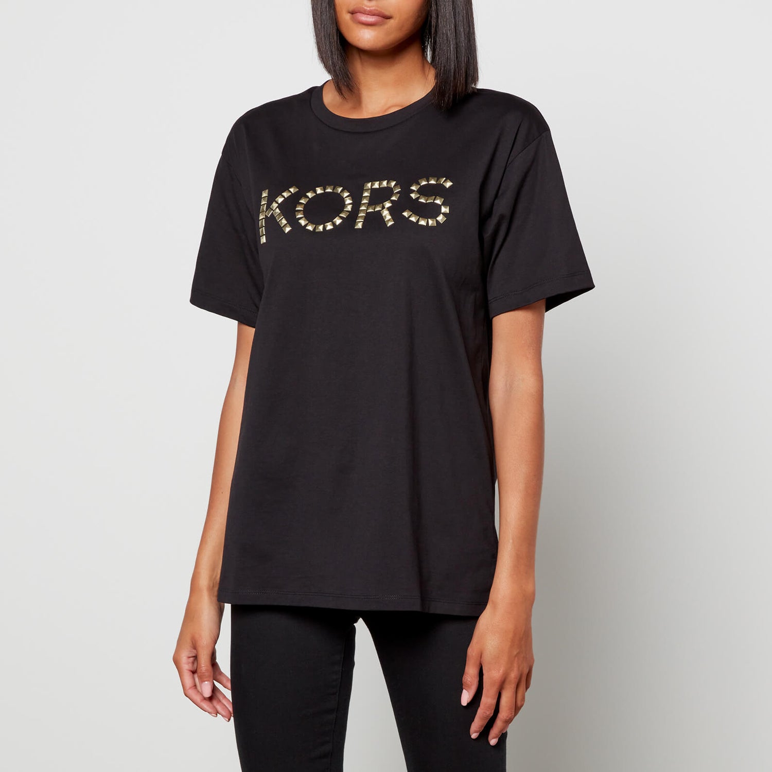 MICHAEL Michael Kors Women's Studded Kors Bf T-Shirt - Black | TheHut.com