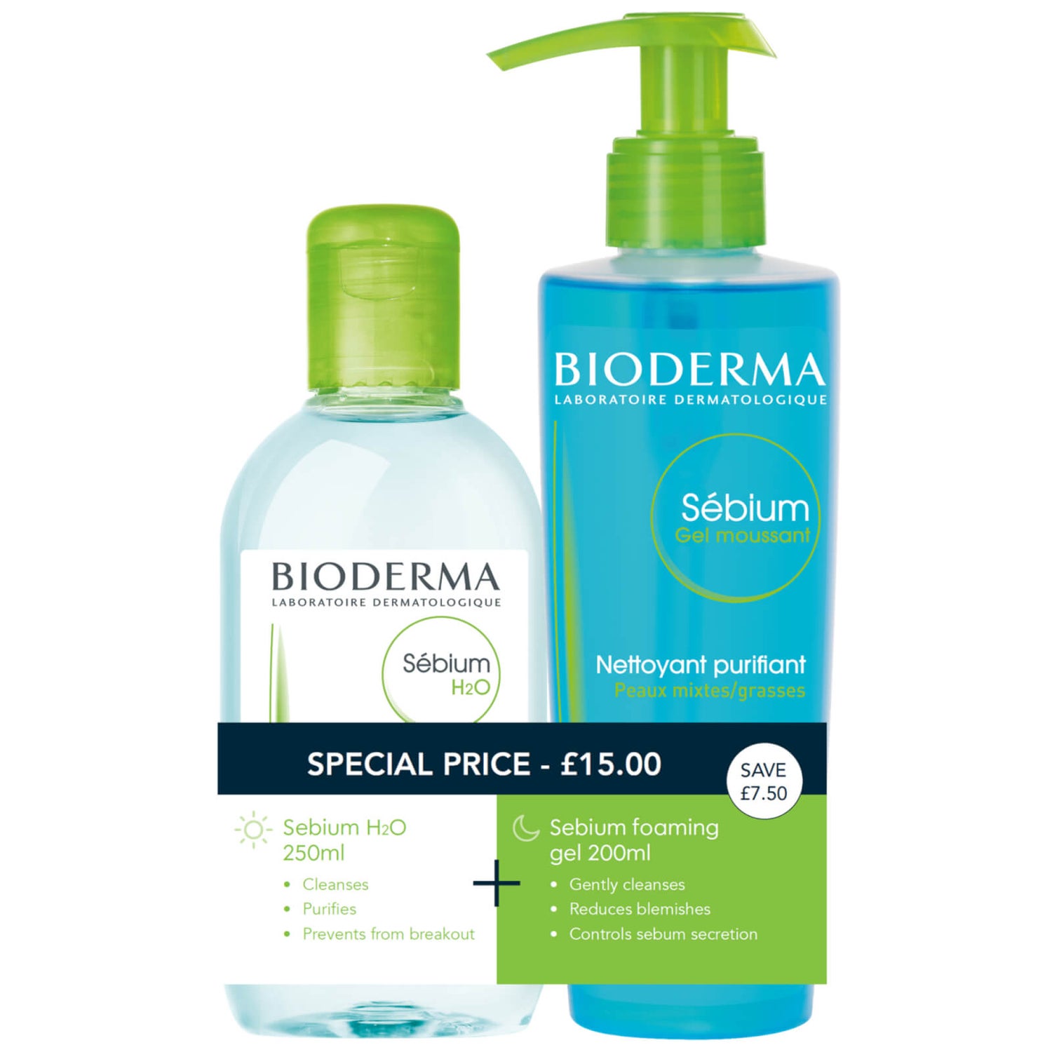 Bioderma Sebium Day and Night Cleanser Routine Duo - lookfantastic