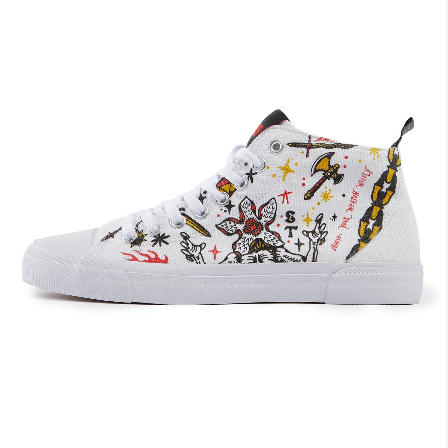 Akedo x Stranger Things Weiße Signature High Tops Clothing | Zavvi.de