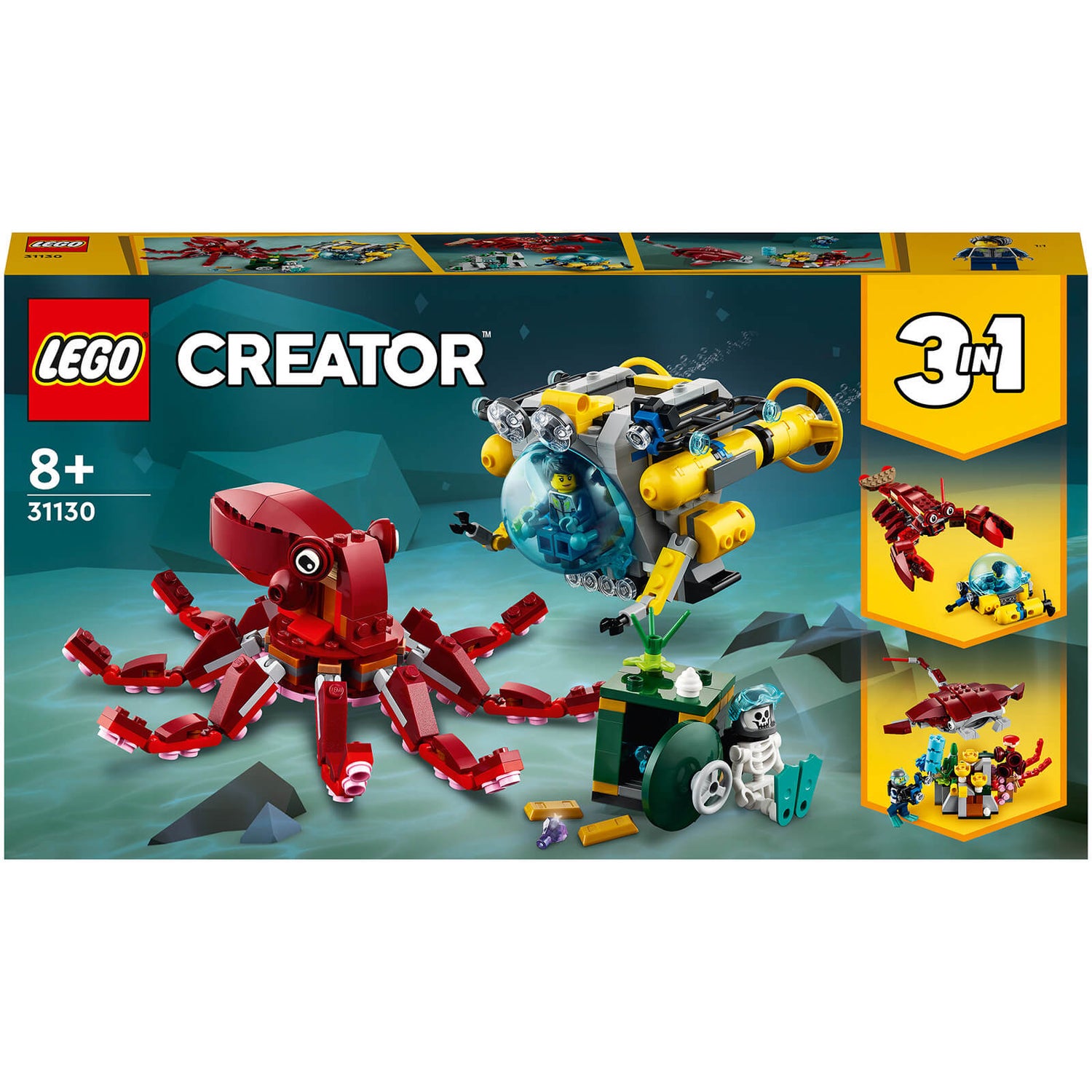 LEGO Creator: 3in1 Sunken Treasure Mission Octopus Set (31130) Toys ...