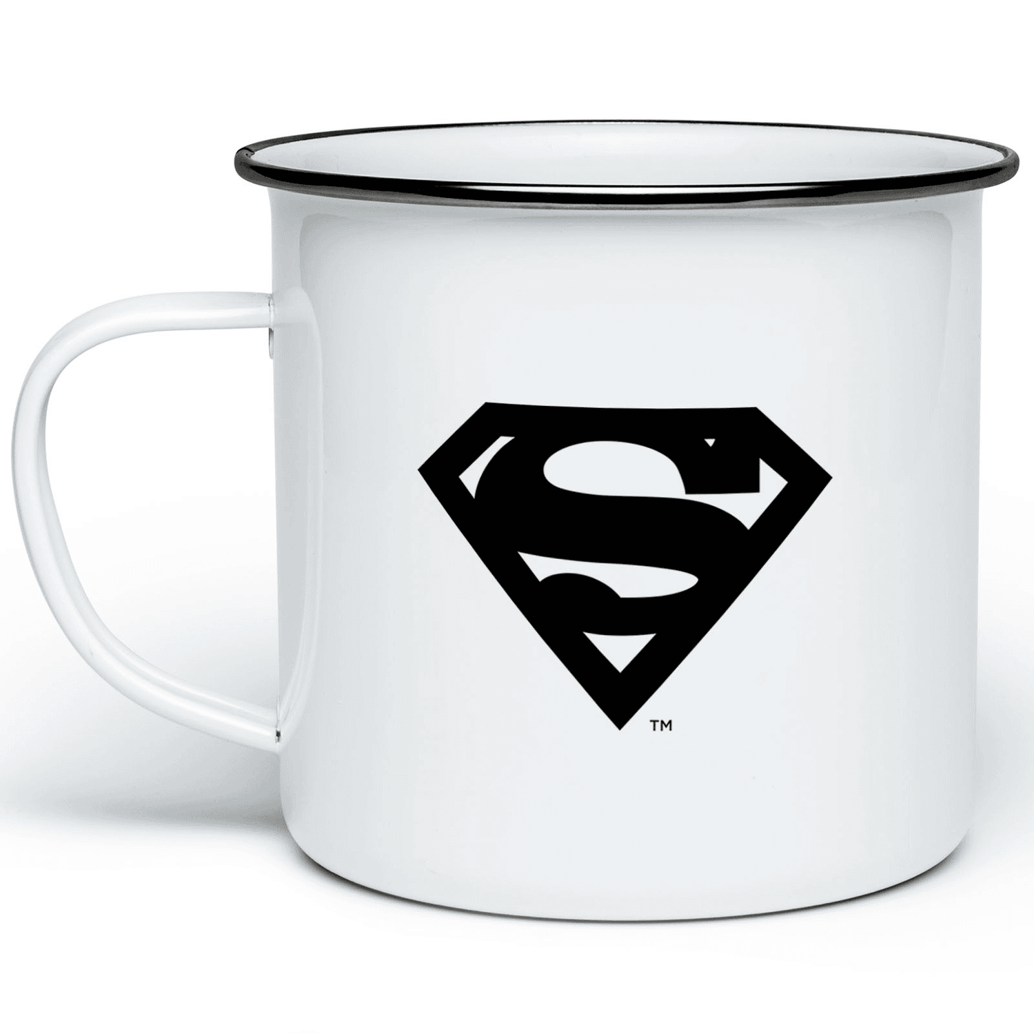 Superman Logo Enamel Mug - White Homeware - Zavvi UK