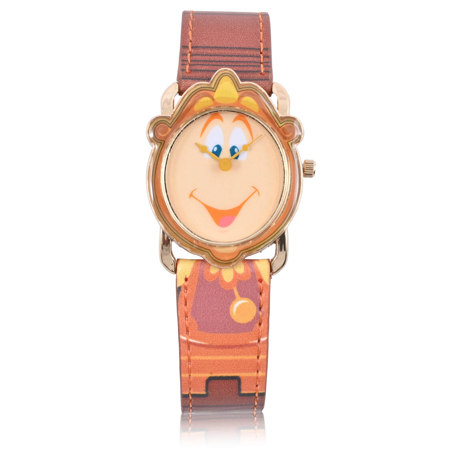 Disney Beauty and the Beast Cogsworth Antique Goldtone Analog Watch ...