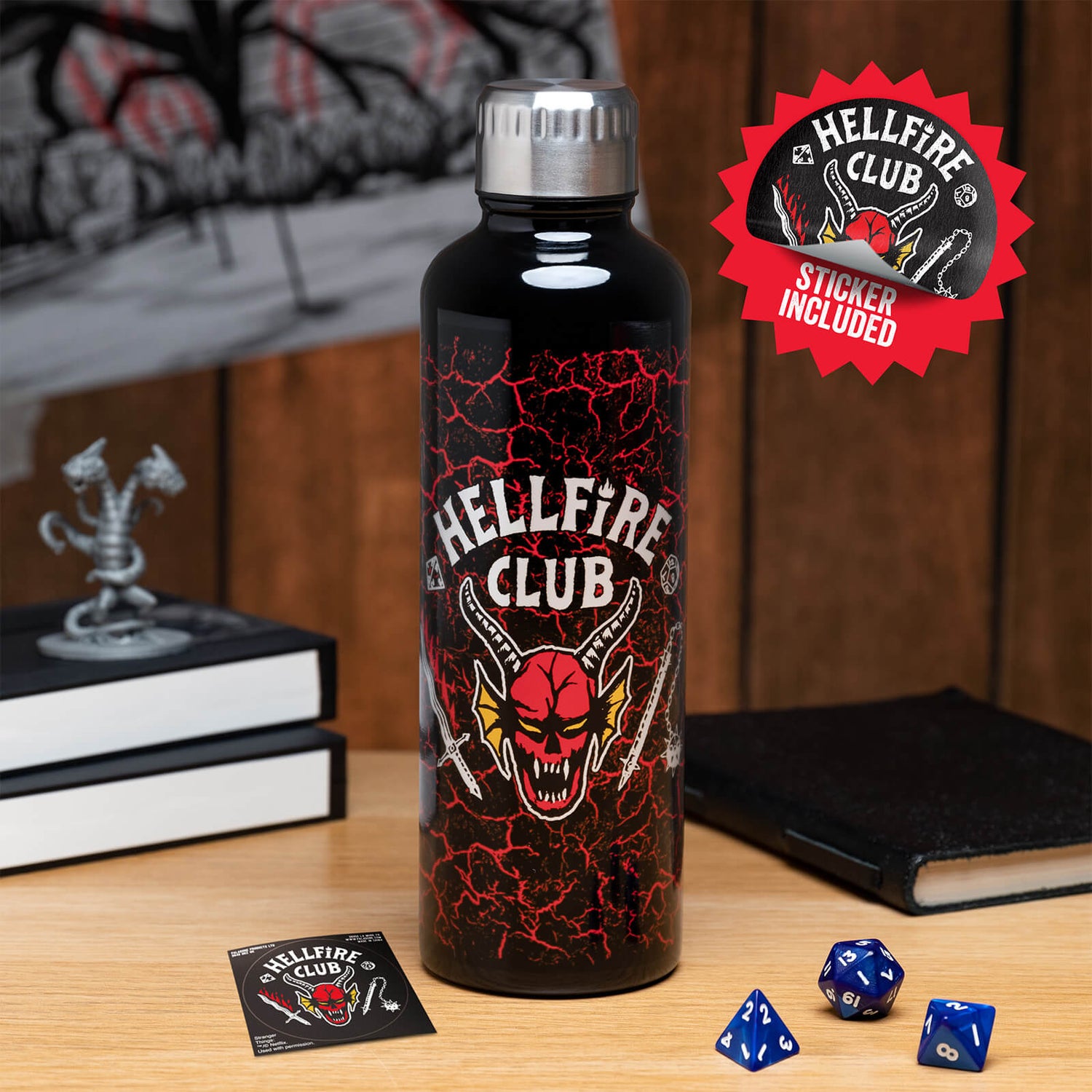 Stranger Things Hellfire Club Metal Water Bottle (Sticker Included ...