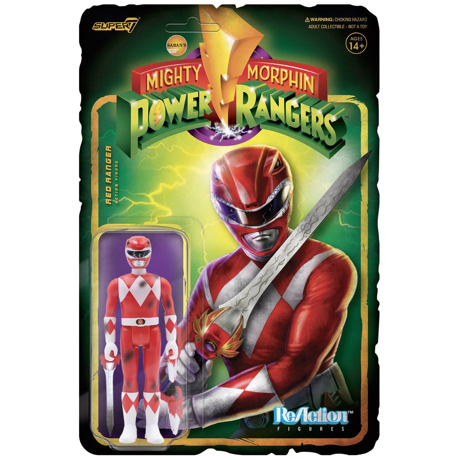 Super7 Mighty Morphin' Power Rangers Reaction Figure - Red Ranger ...